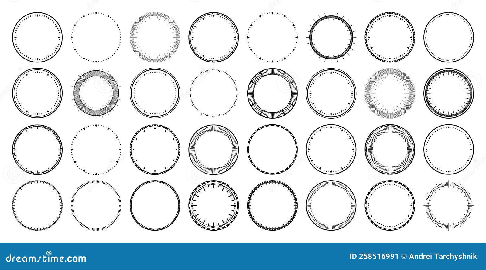 Mechanical Clock Faces, Bezel. Watch Dial with Minute and Hour Marks ...