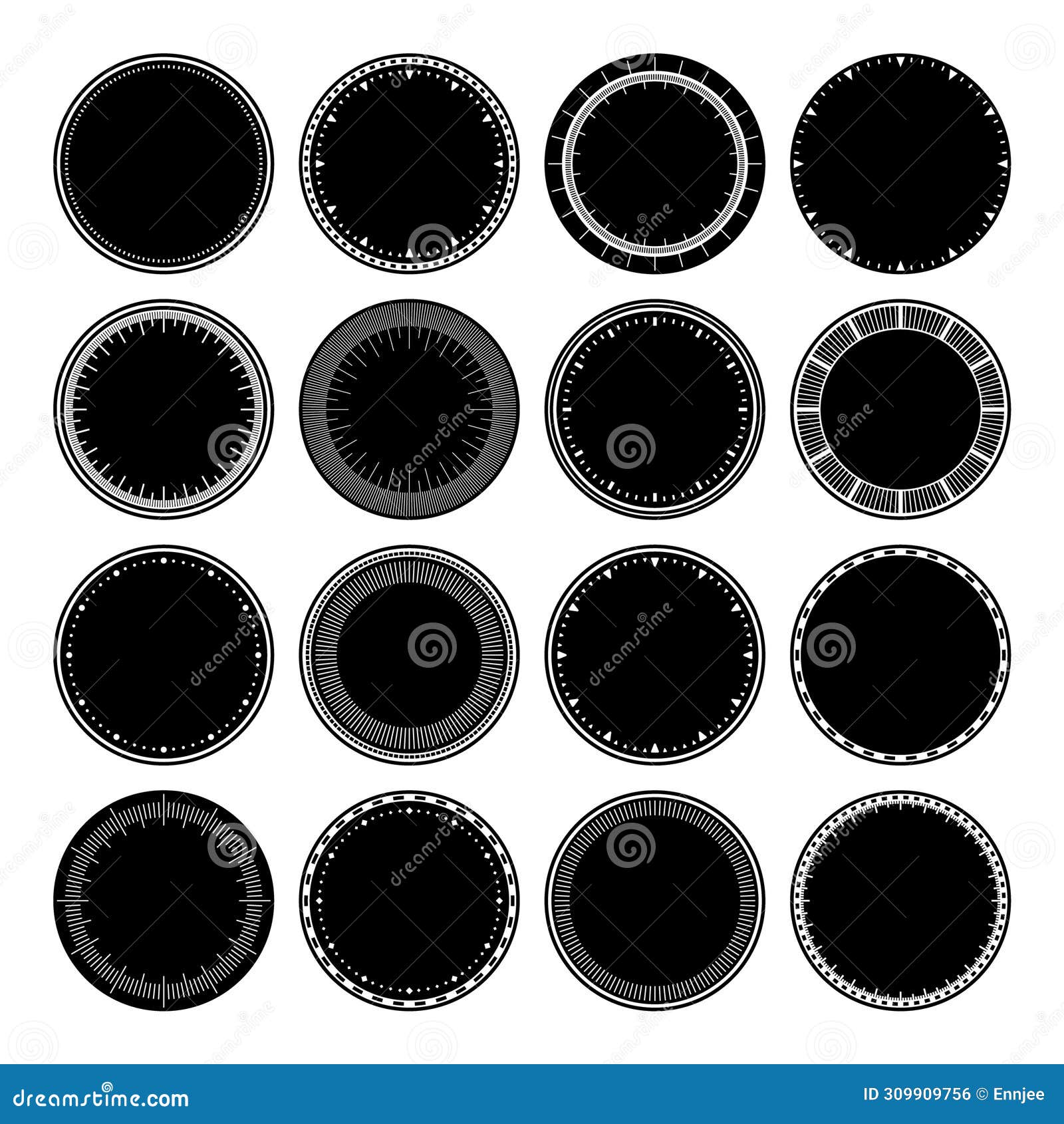 Measuring Circle Templates Isolated In White Background. Degrees 360 ...