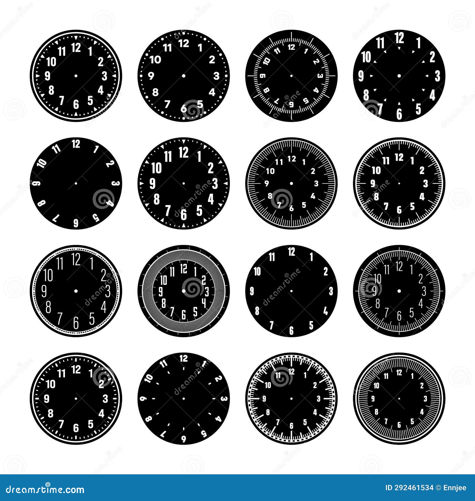 Mechanical Clock Faces, Watch Dial with Numerals, Bezel. Timer or Stopwatch Element with Minute ...