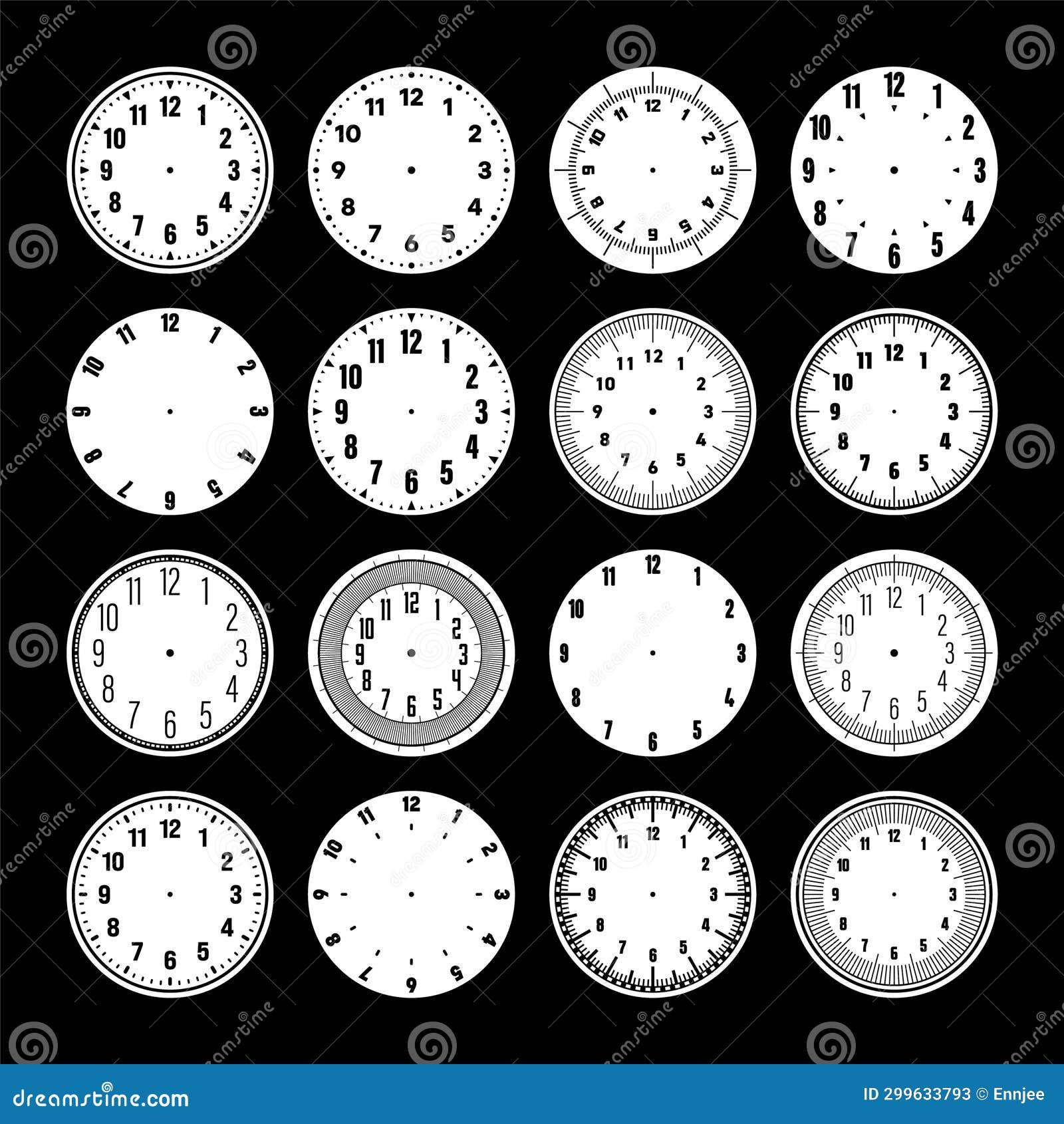 Mechanical Clock Faces, Watch Dial with Numerals, Bezel. Timer or Stopwatch Element with Minute ...