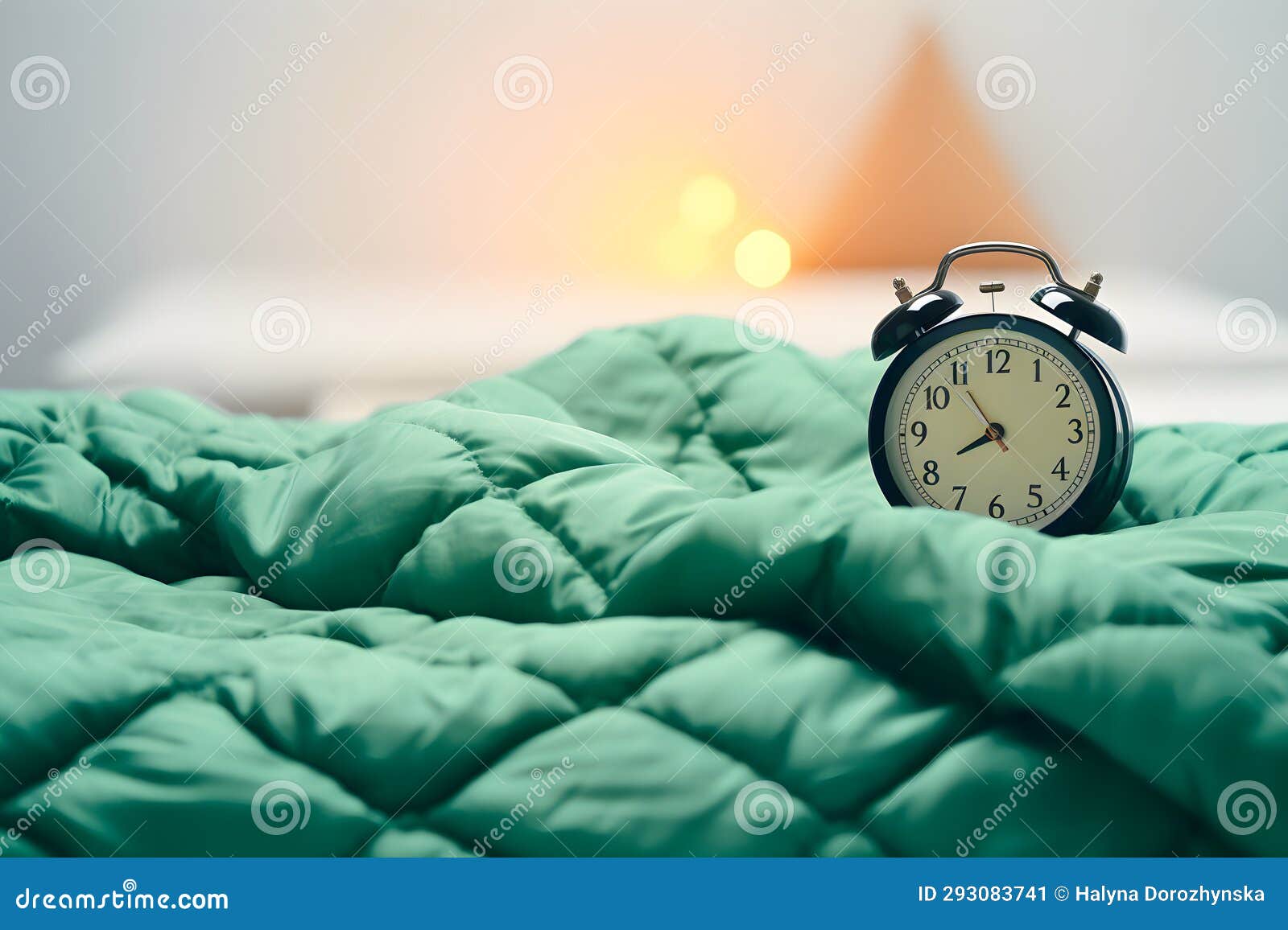A Mechanical Clock on a Green Blanket Stock Illustration - Illustration ...