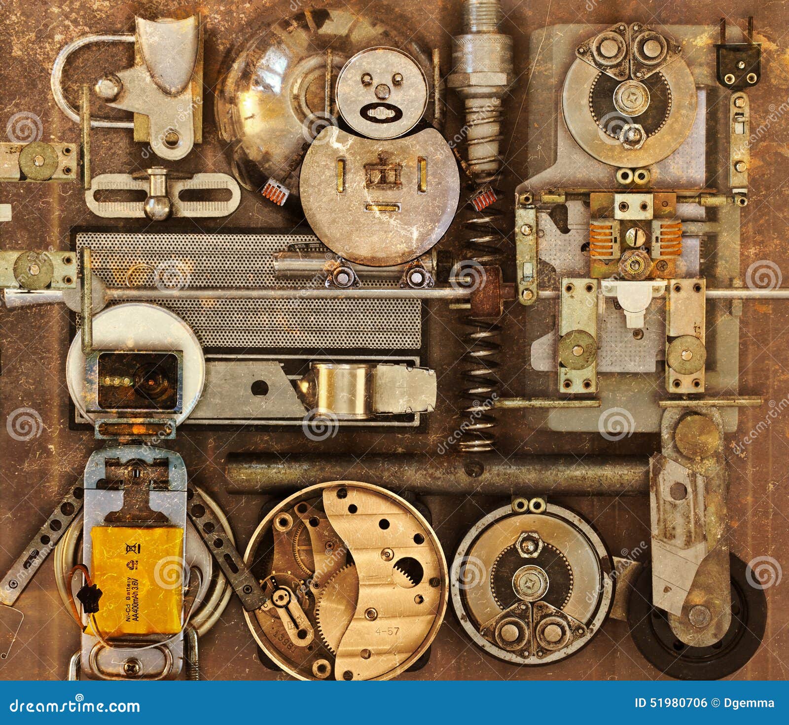 Mechanical Collage with Different Items Stock Photo - Image of grunge ...