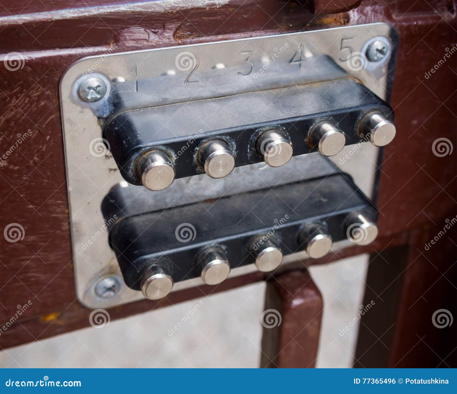 Mechanical Combination Lock Installed in the Gate Stock Photo - Image ...