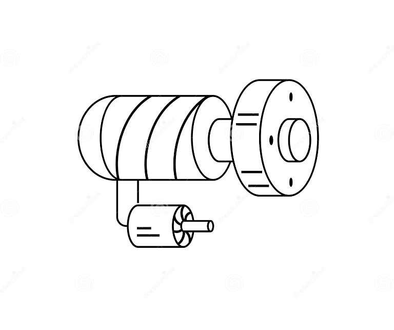 Mechanical Component Sketch of a Cylindrical Device with Attached Motor ...