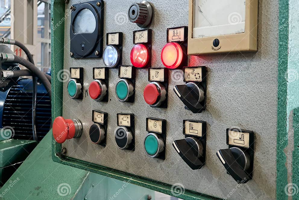 Mechanical Control Panel of a Metalworking Machine in Production Stock ...