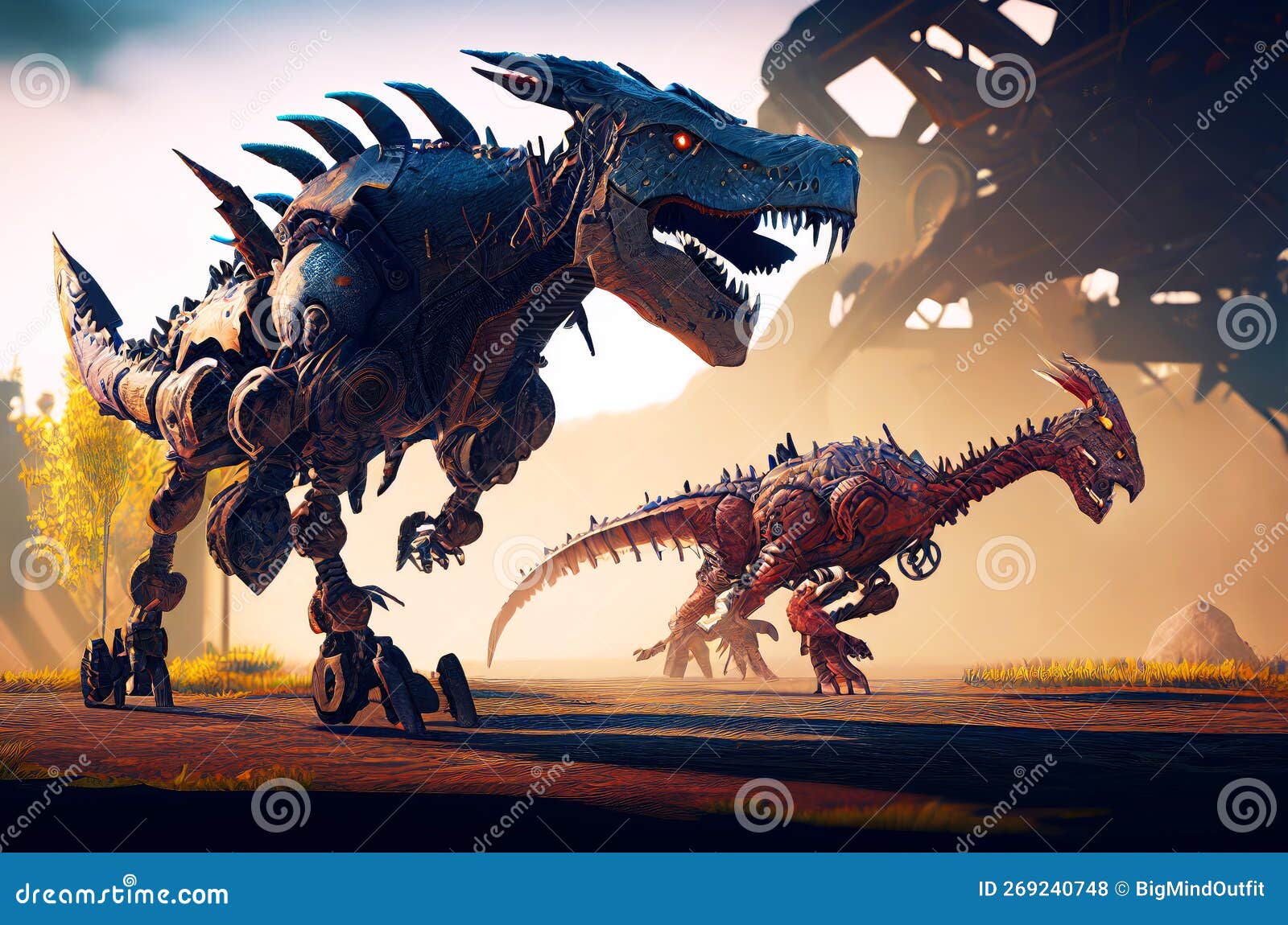 Mechanical Dinosaur Abstract Generative Ai Illustration Stock ...