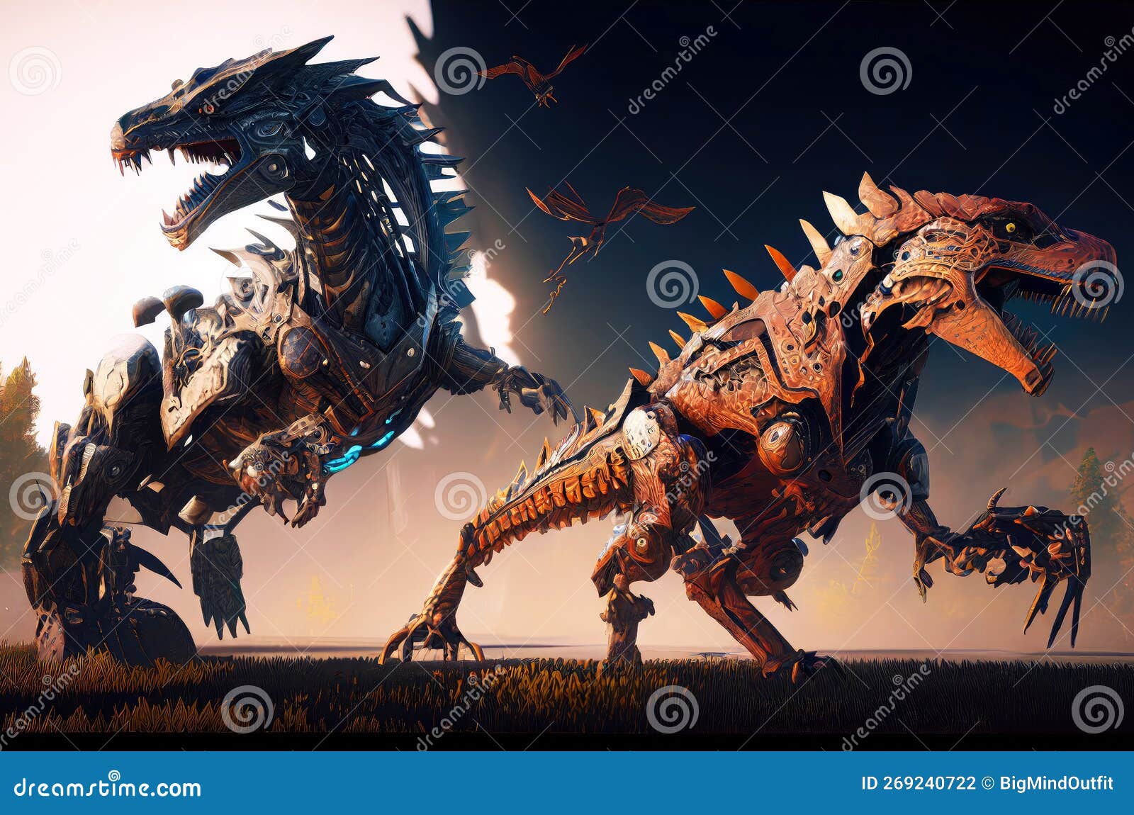 Mechanical Dinosaur Abstract Generative Ai Illustration Stock ...