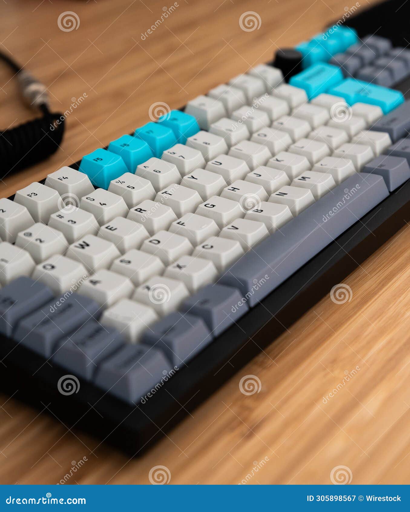 Mechanical Custom Keyboard on a Wooden Table. Stock Image - Image of ...