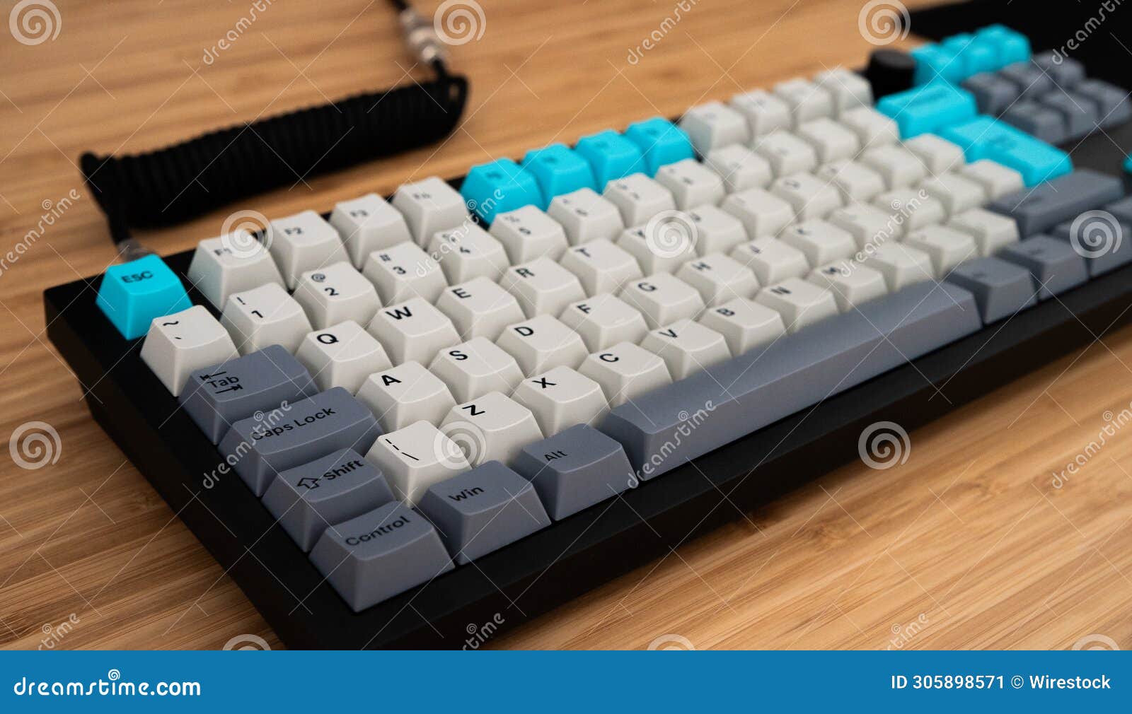 Mechanical Custom Keyboard on a Wooden Table. Stock Image - Image of ...