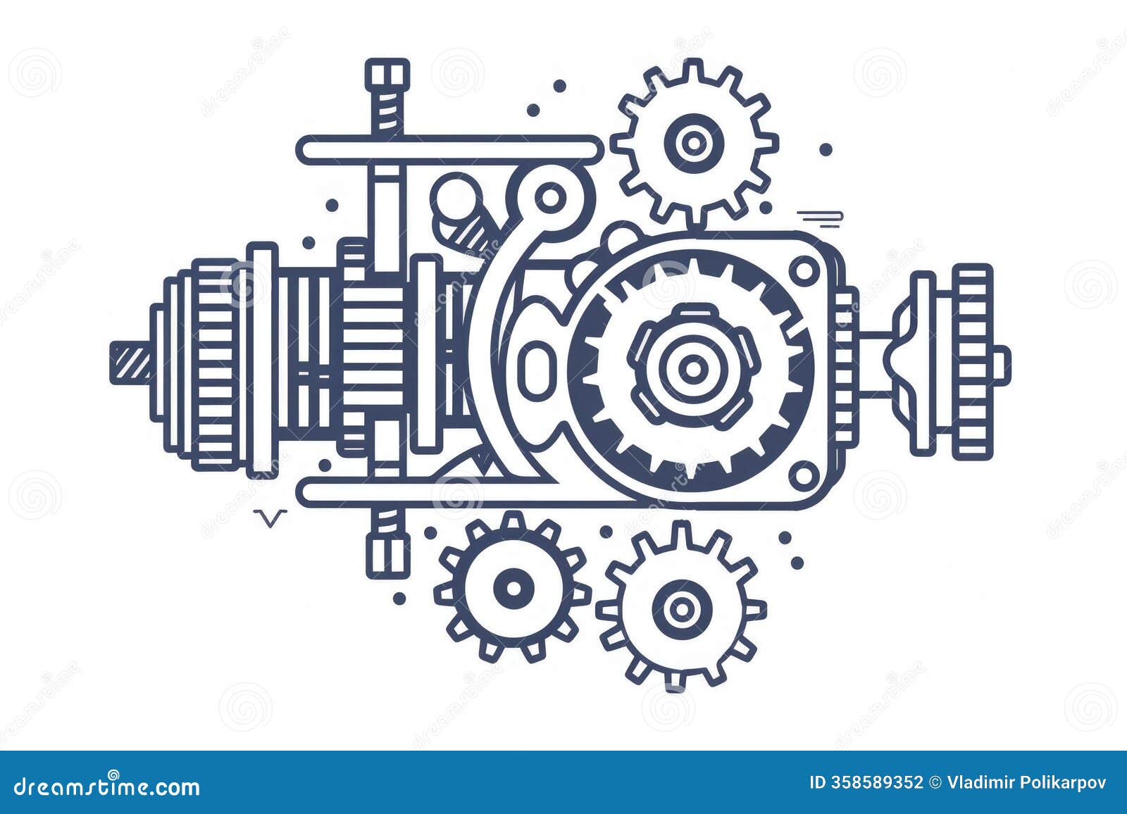 A Mechanical Device with Interlocking Gears and a Gearbox Stock Photo ...