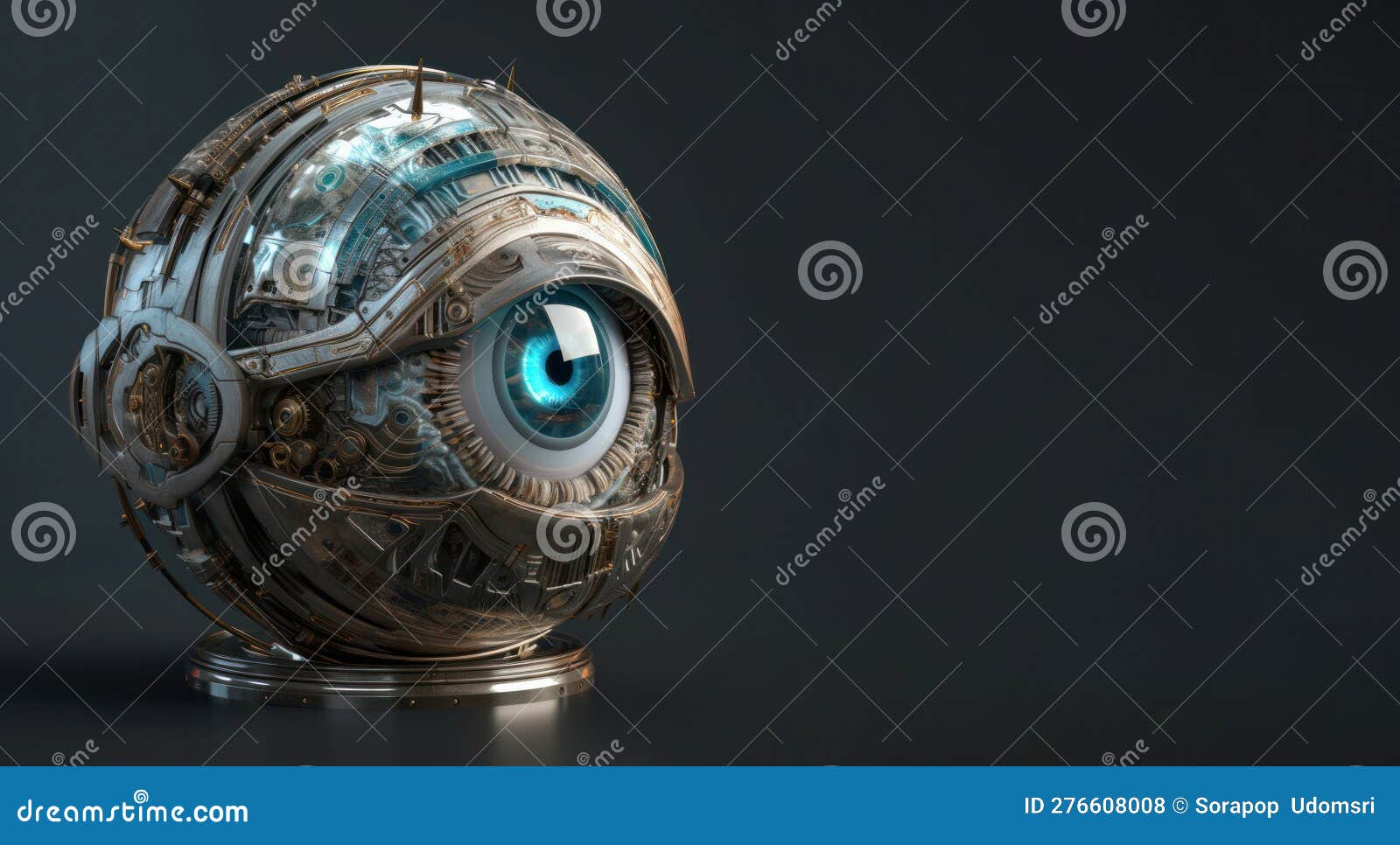 Stylized Robotic Eye 3d Render. Image Recognition Machine Vision Neural ...