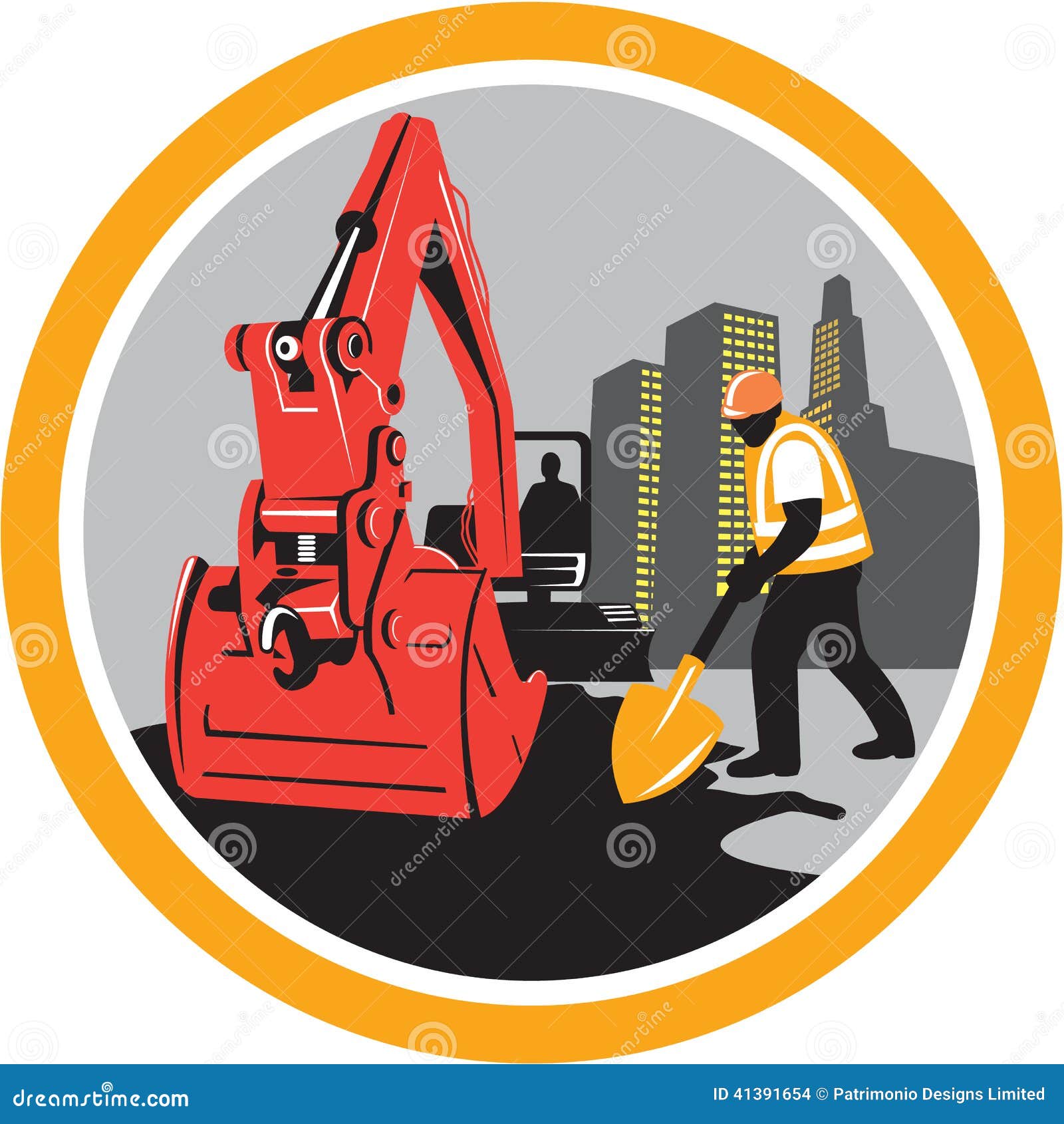Mechanical Digger Vector Illustration | CartoonDealer.com #5008302