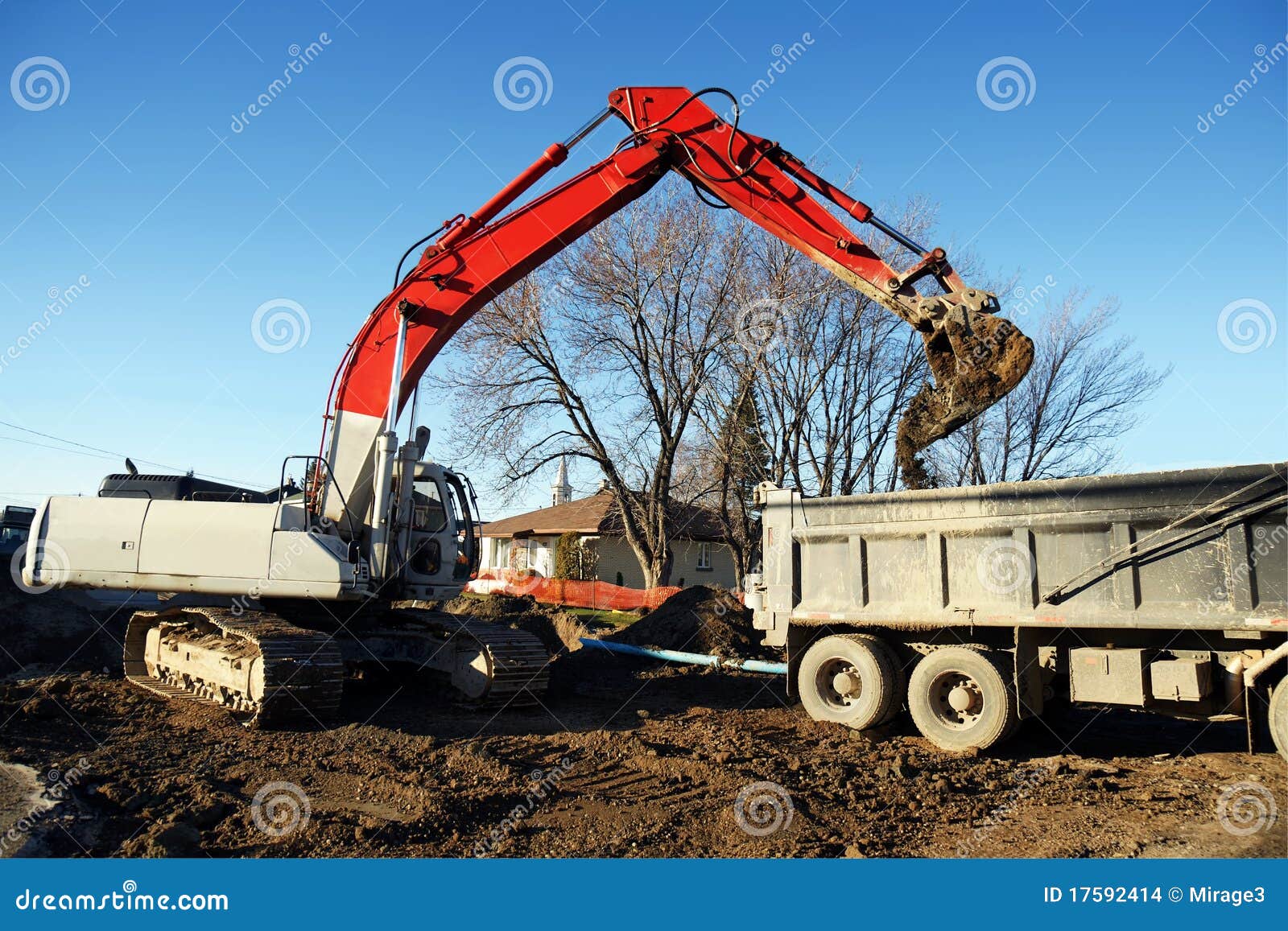Mechanical Digger and Truck Stock Photo - Image of rear, repair: 17592414
