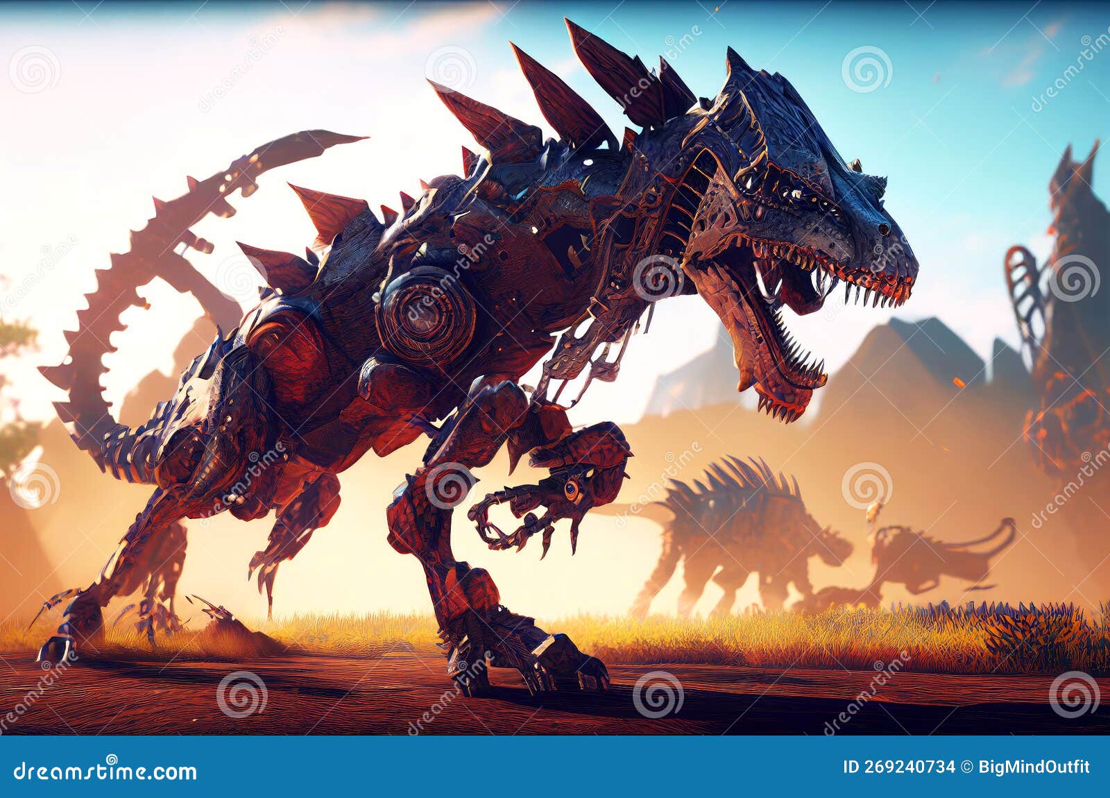 Mechanical Dinosaur Abstract Generative Ai Illustration Stock ...