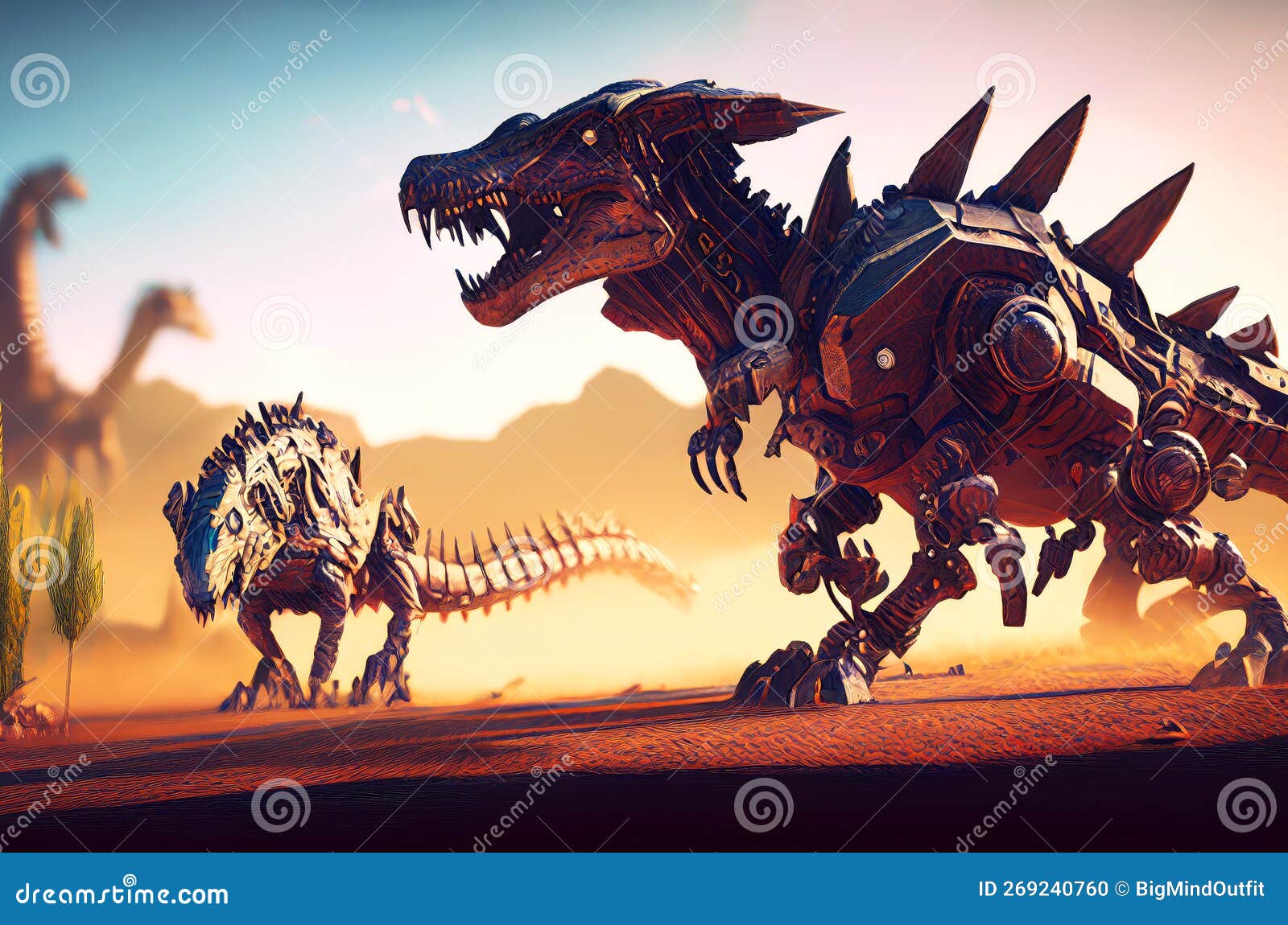 Mechanical Dinosaur Abstract Generative Ai Illustration Stock ...