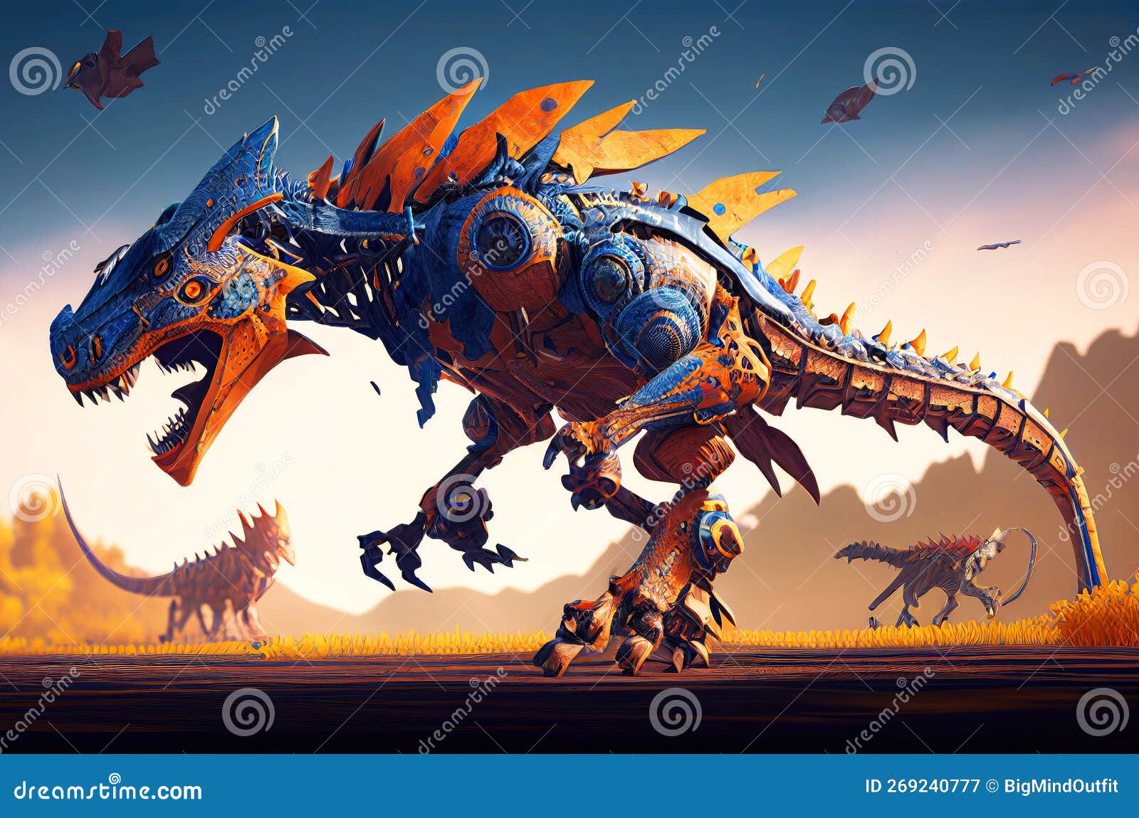 Mechanical Dinosaur Abstract Generative Ai Illustration Stock ...