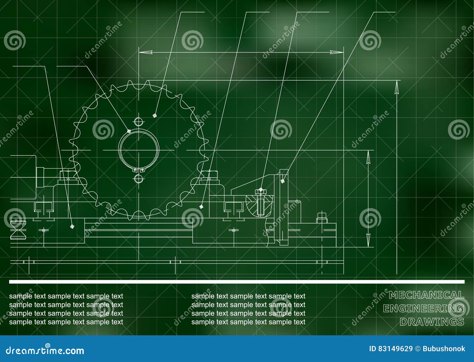 Mechanical Drawings On A Blue Background. Cartoon Vector ...