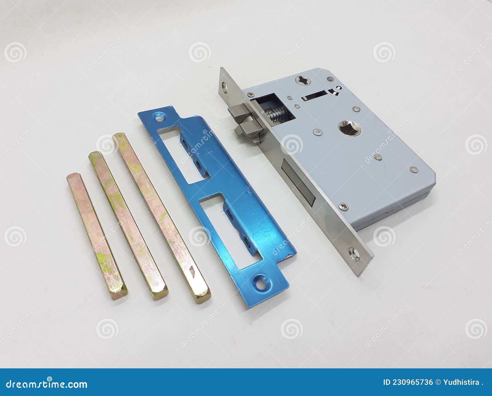 Mechanical and Electrical Door Handle and Its Component on White ...