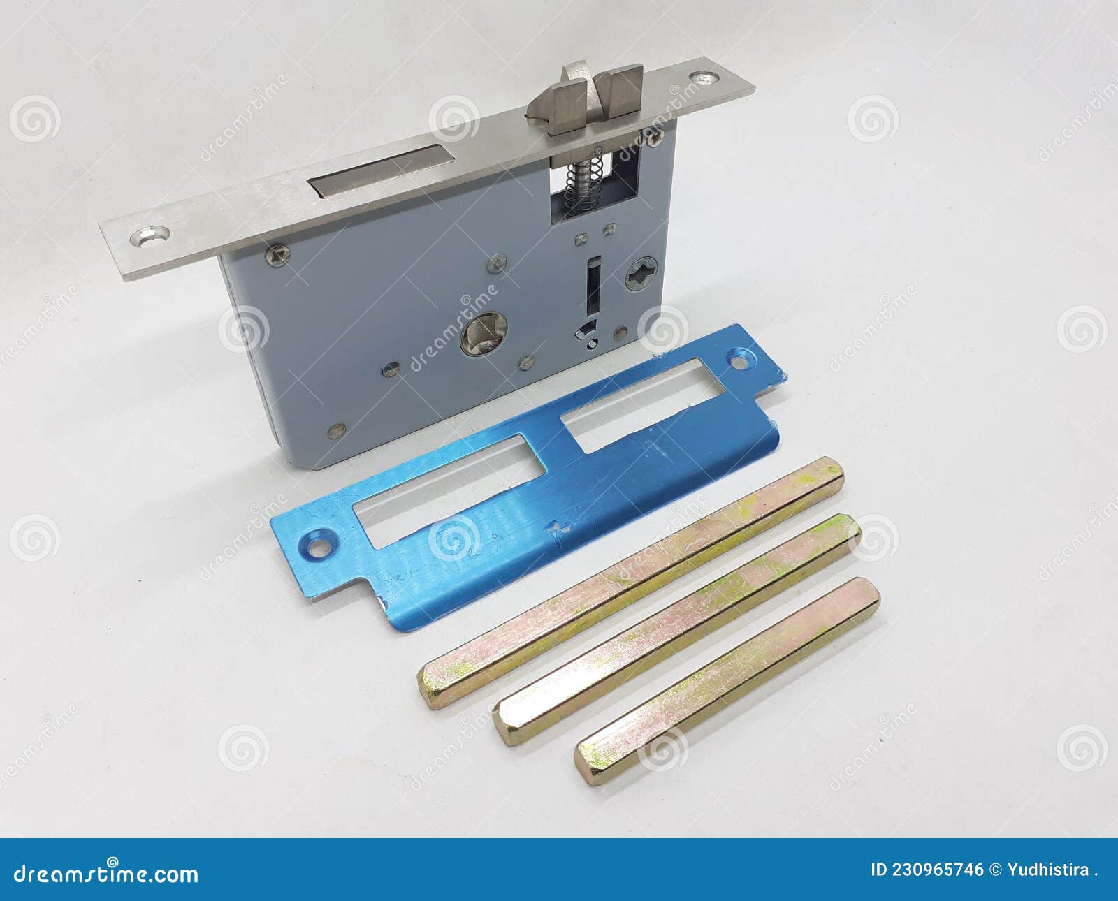 Mechanical and Electrical Door Handle and Its Component on White ...