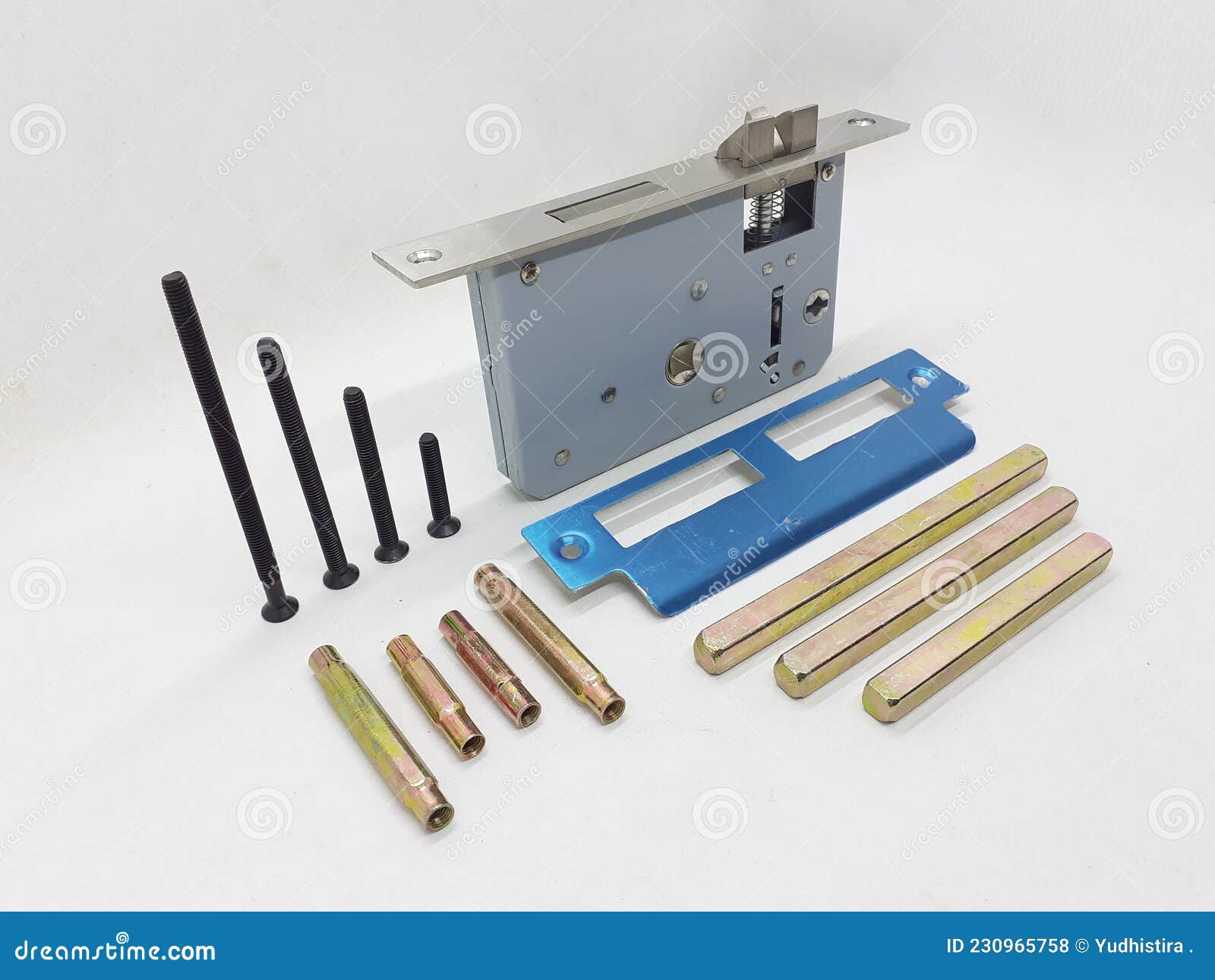 Mechanical and Electrical Door Handle and Its Component on White ...