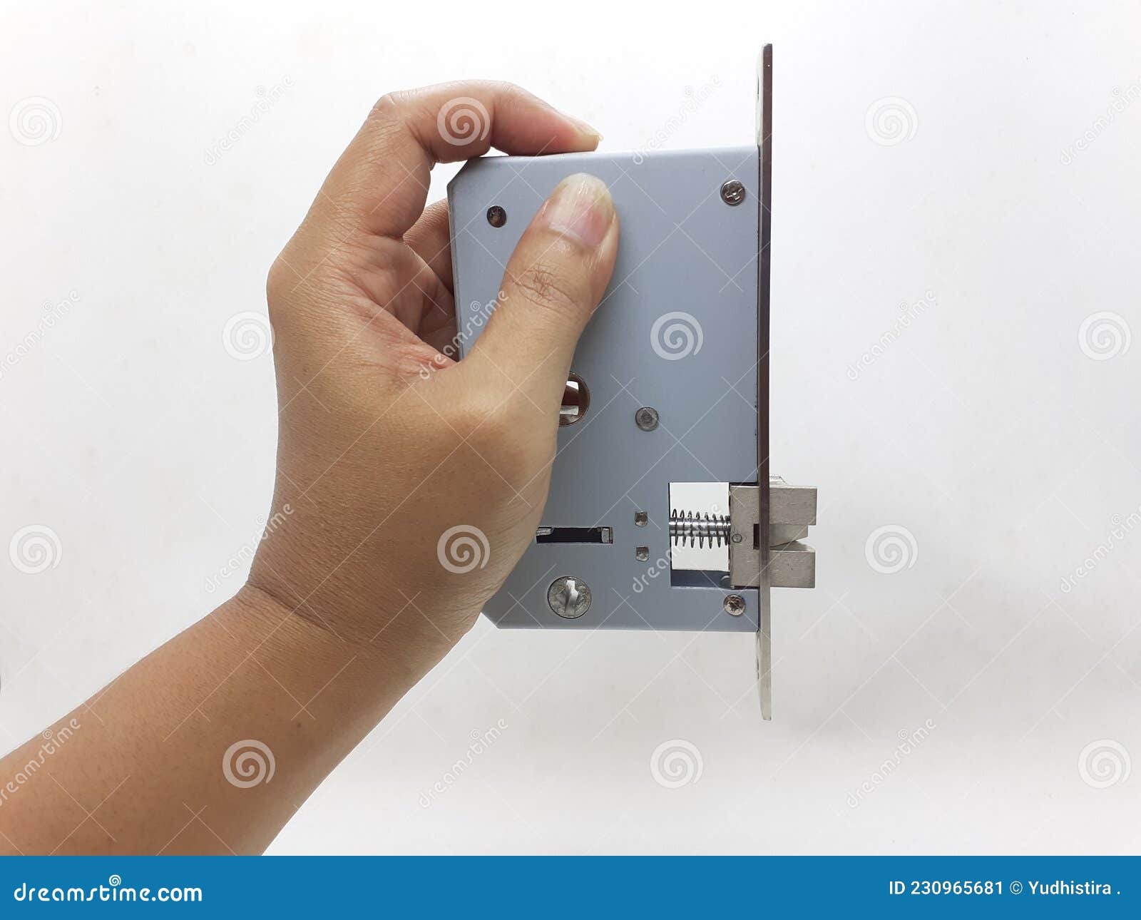 Mechanical and Electrical Door Handle and Its Component on White ...