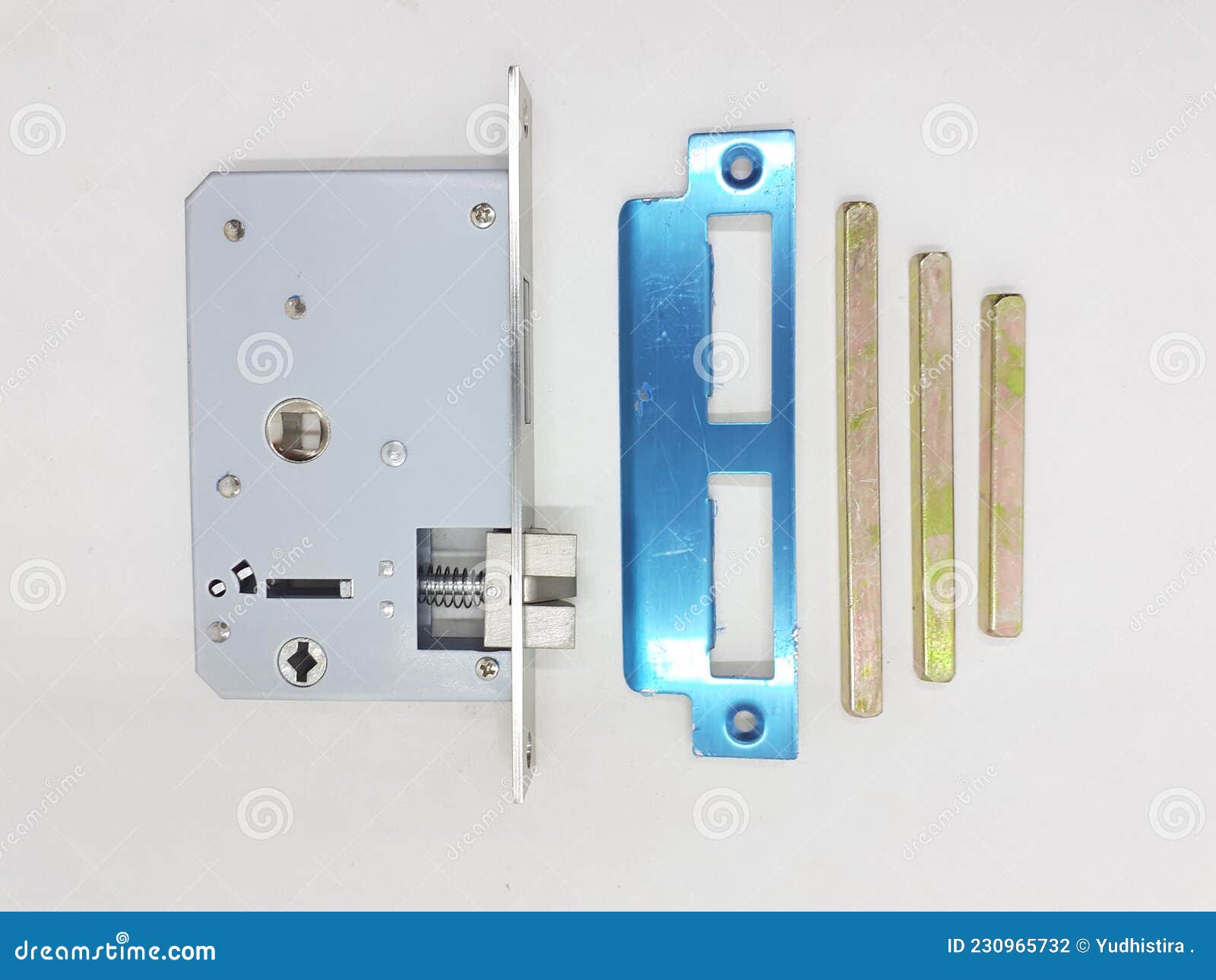 Mechanical and Electrical Door Handle and Its Component on White ...
