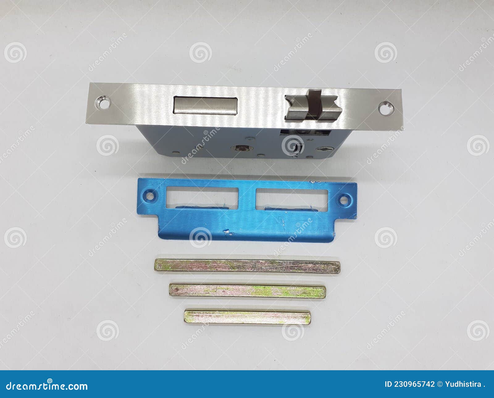 Mechanical and Electrical Door Handle and Its Component on White ...