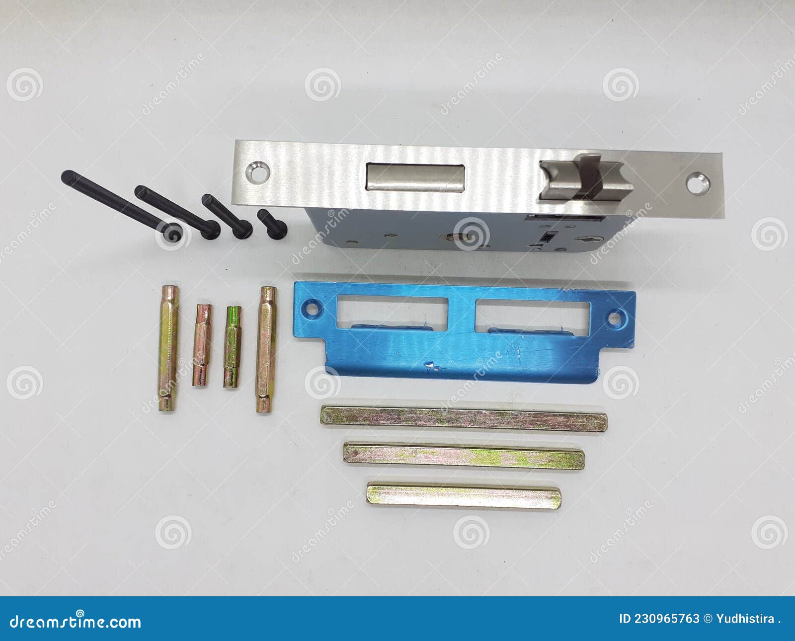 Mechanical and Electrical Door Handle and Its Component on White ...