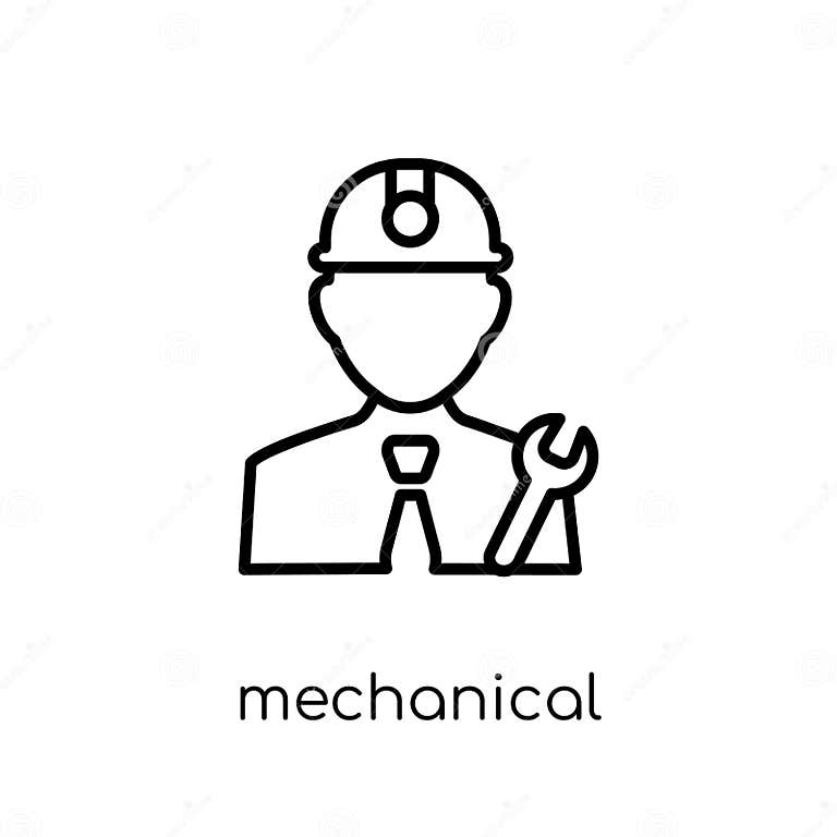 Mechanical Engineer Icon. Trendy Modern Flat Linear Vector Mechanical ...
