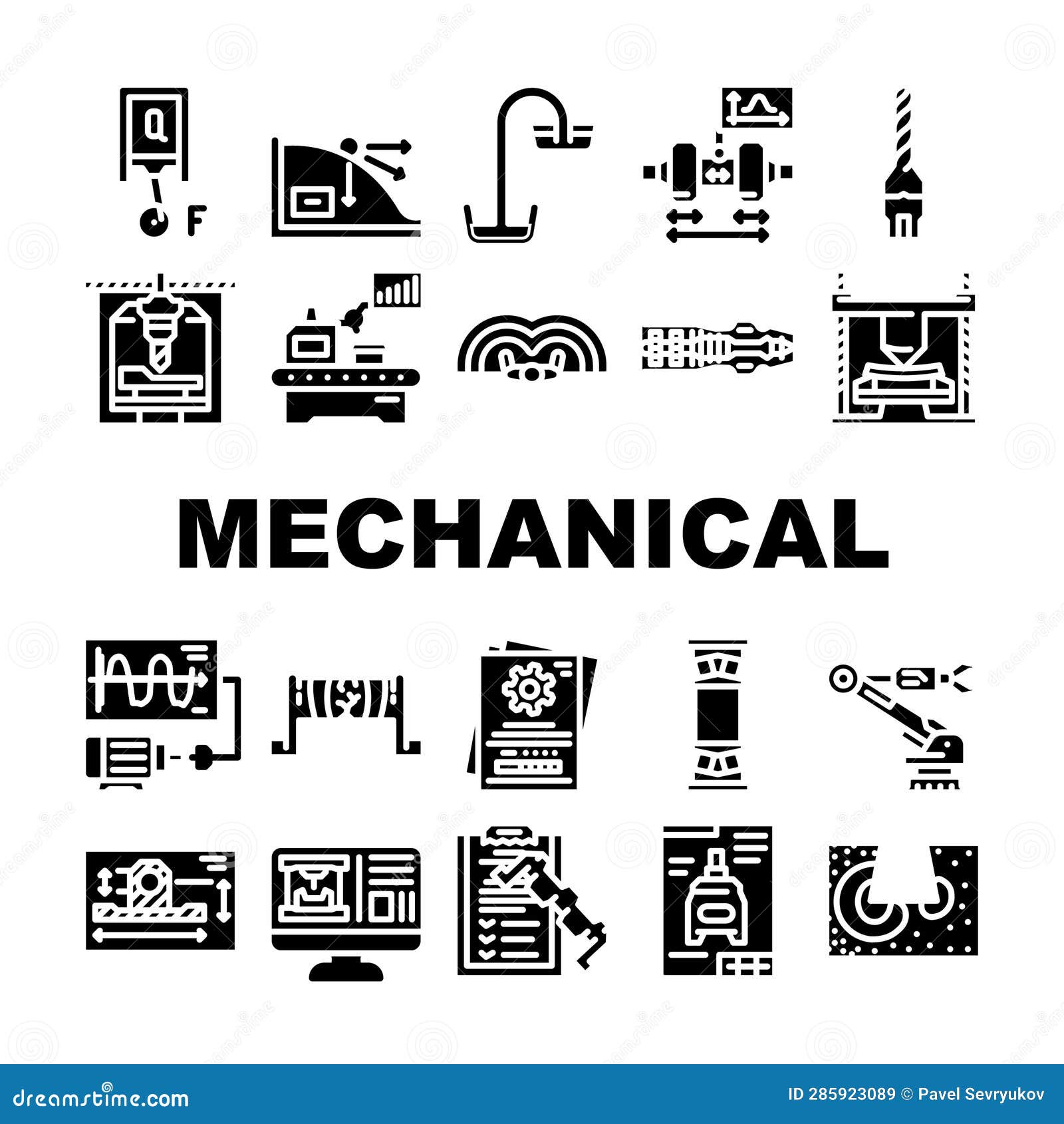 Mechanical Engineer Industry Icons Set Vector Stock Vector ...