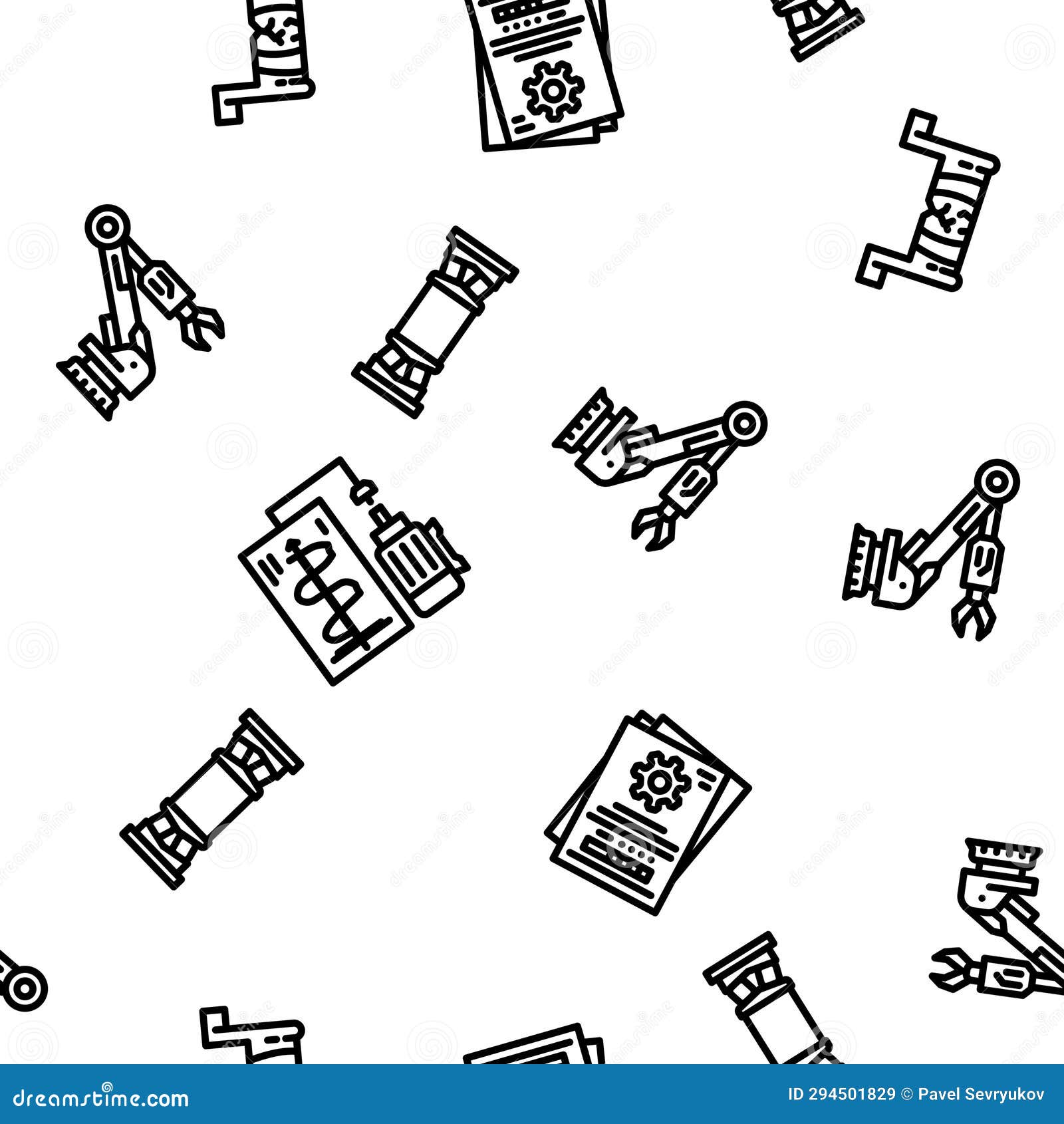 Mechanical Engineer Industry Vector Seamless Pattern Stock Vector ...
