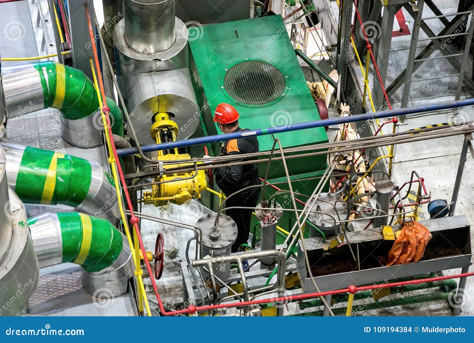 Mechanical Engineer Rotates Control Valve and Adjusting Compressor ...