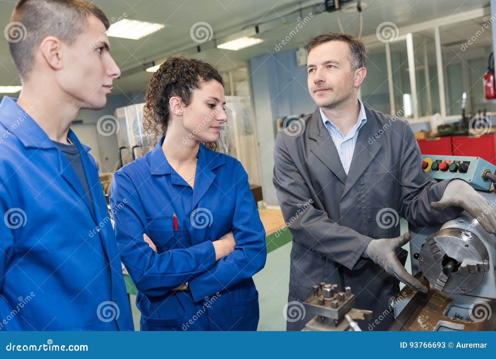 Mechanical Engineer Showing Apprentice Machine Stock Image - Image of ...