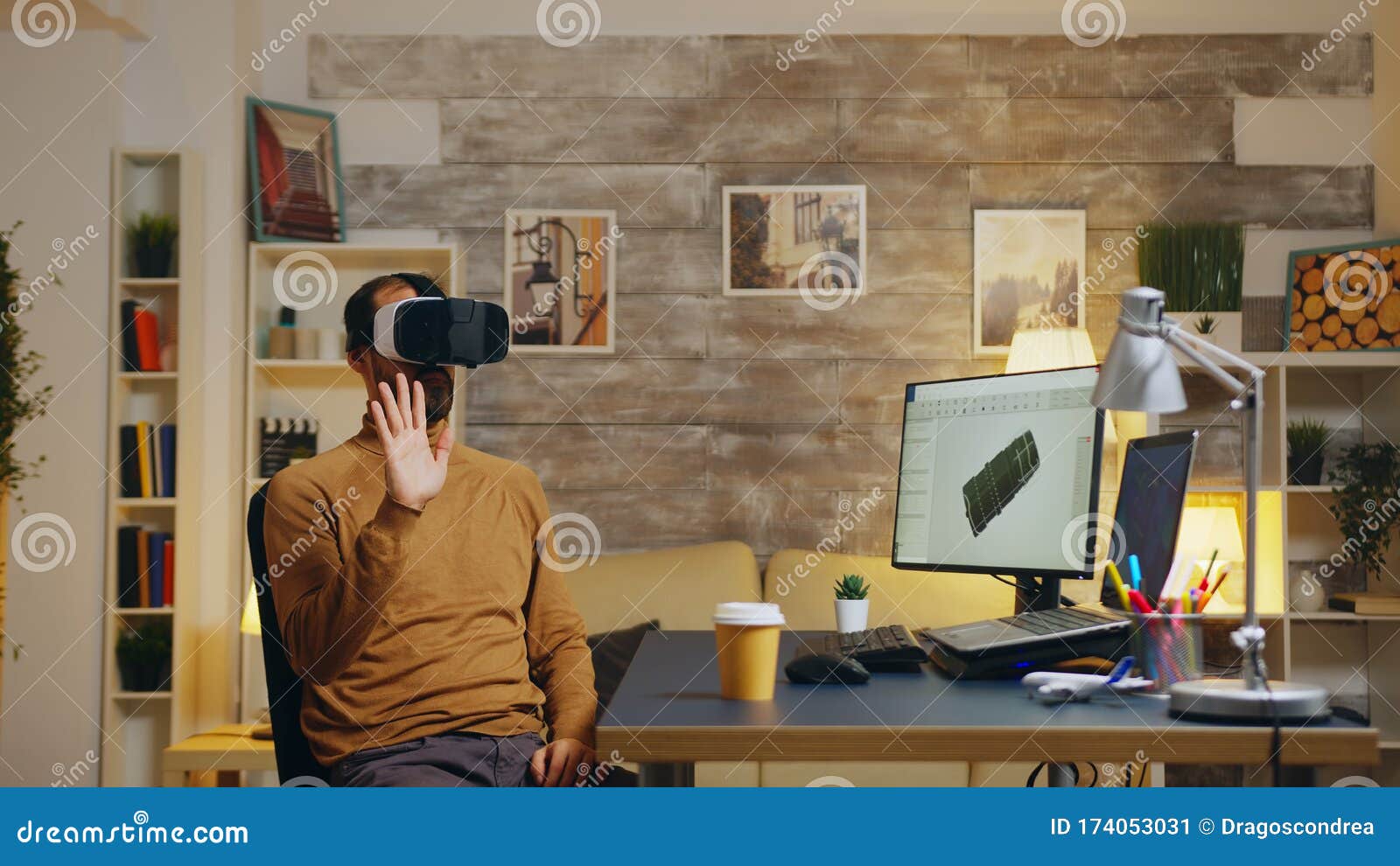 Mechanical Engineer Using Virtual Reality Headset Stock Image - Image ...