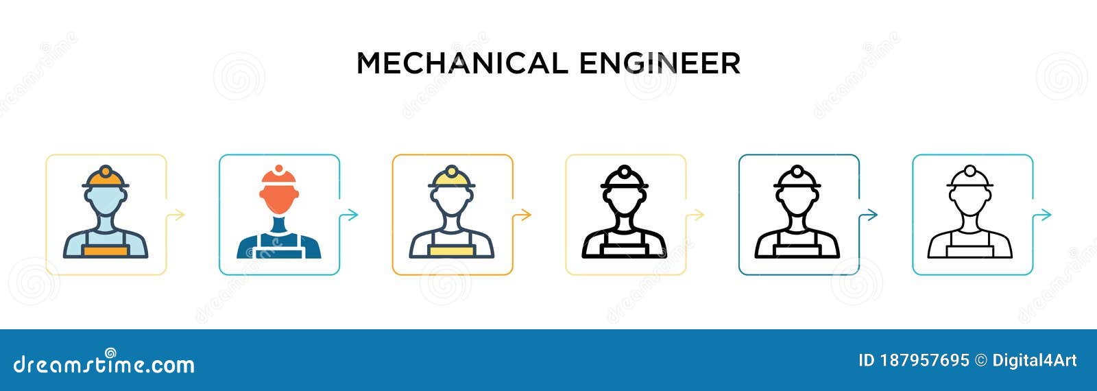 Mechanical Engineer Vector Icon in 6 Different Modern Styles. Black ...