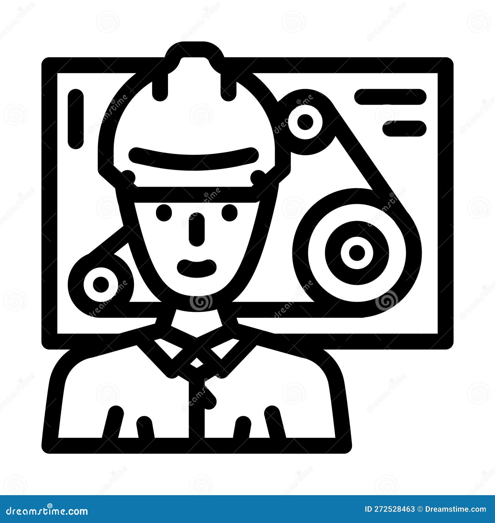 Mechanical Engineer Worker Line Icon Vector Illustration Stock Vector ...
