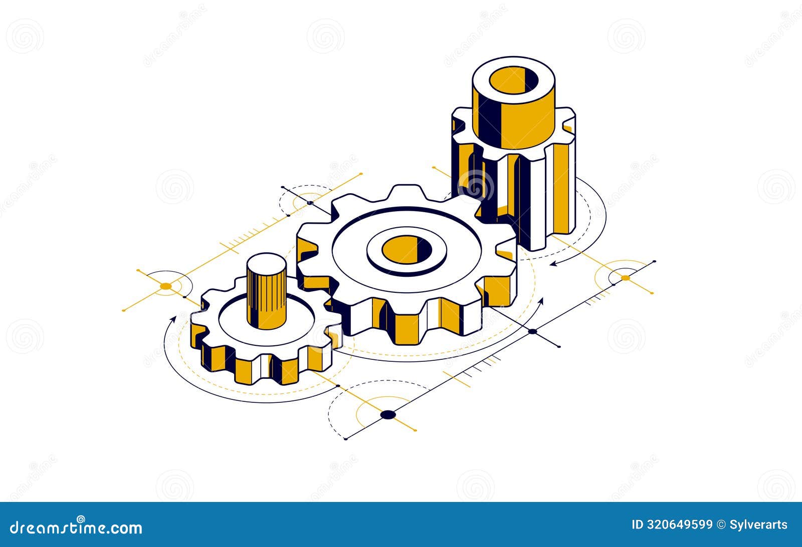 Mechanical Engineering Concept, Gears and Cogs with Project Drawing ...