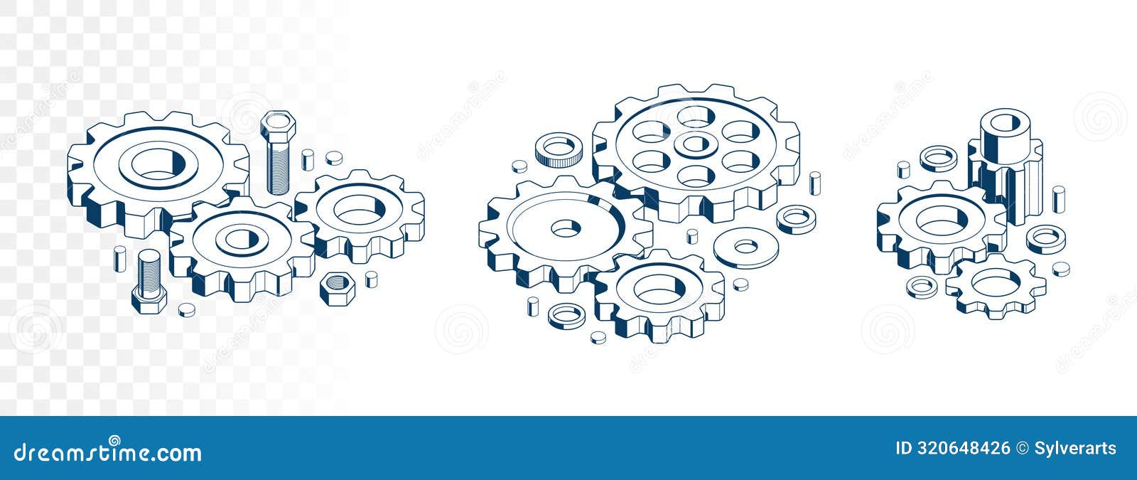 Mechanical Engineering Concept Set, Gears and Cogs Composition ...