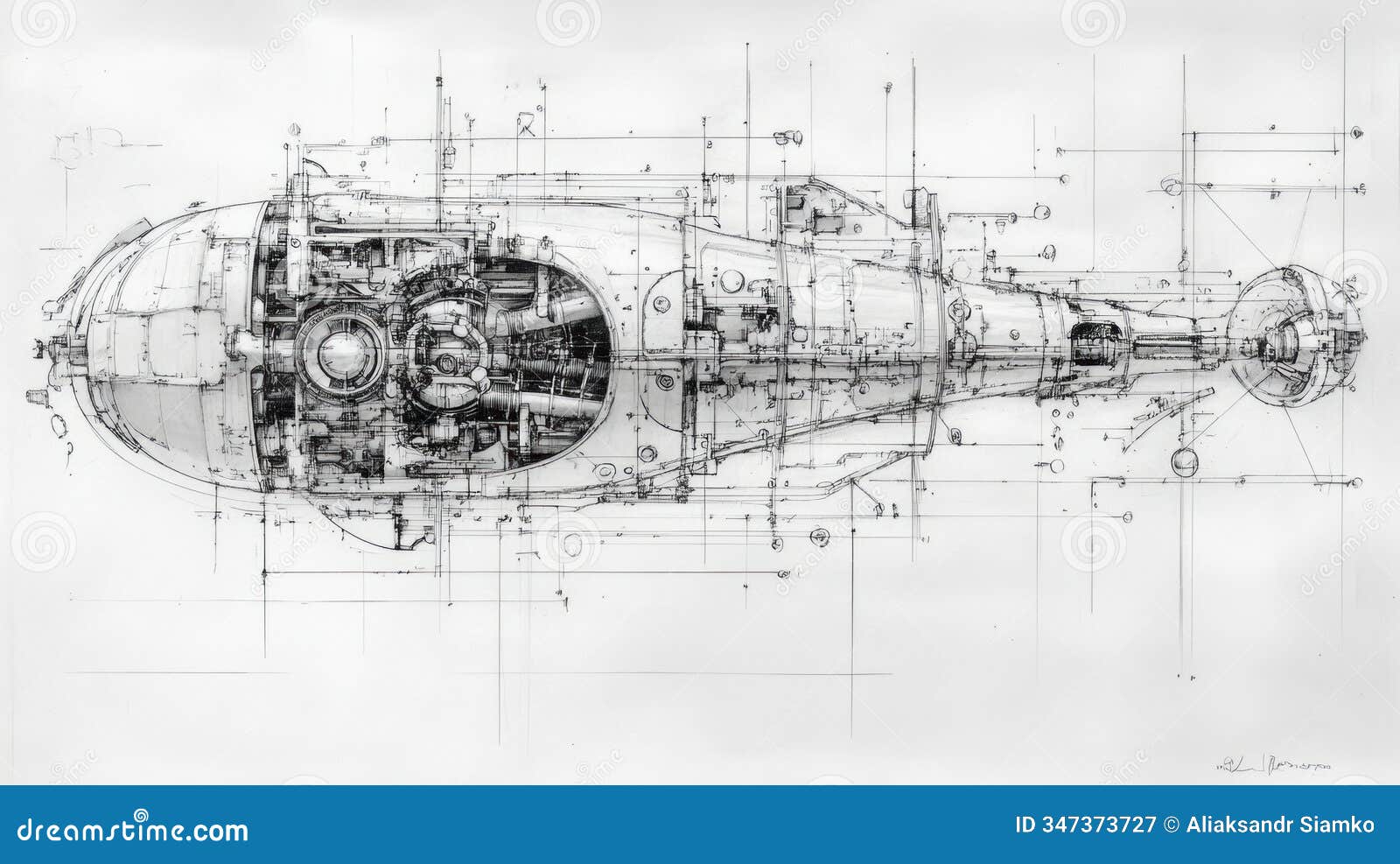 Mechanical Engineering Draft with Precise Technical Drawing Details ...