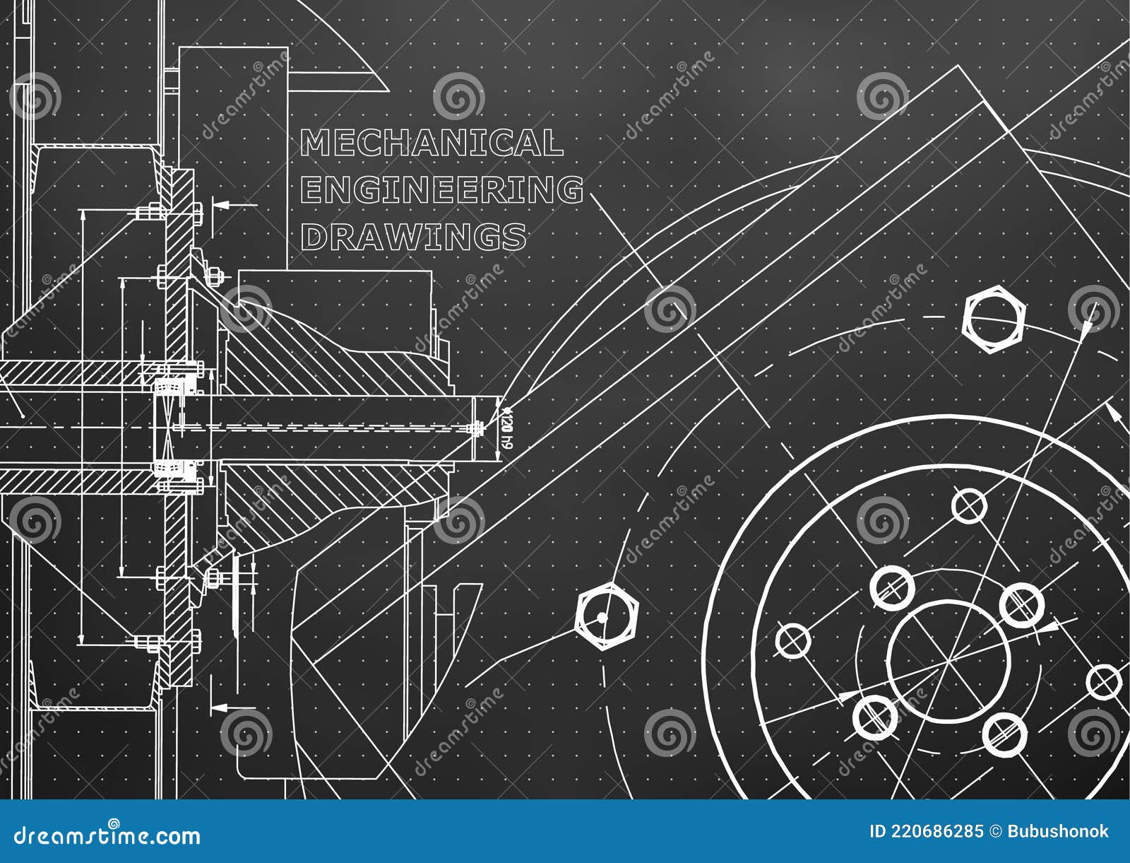 Mechanical Engineering Drawing. Blueprints. Mechanics. Cover Stock ...