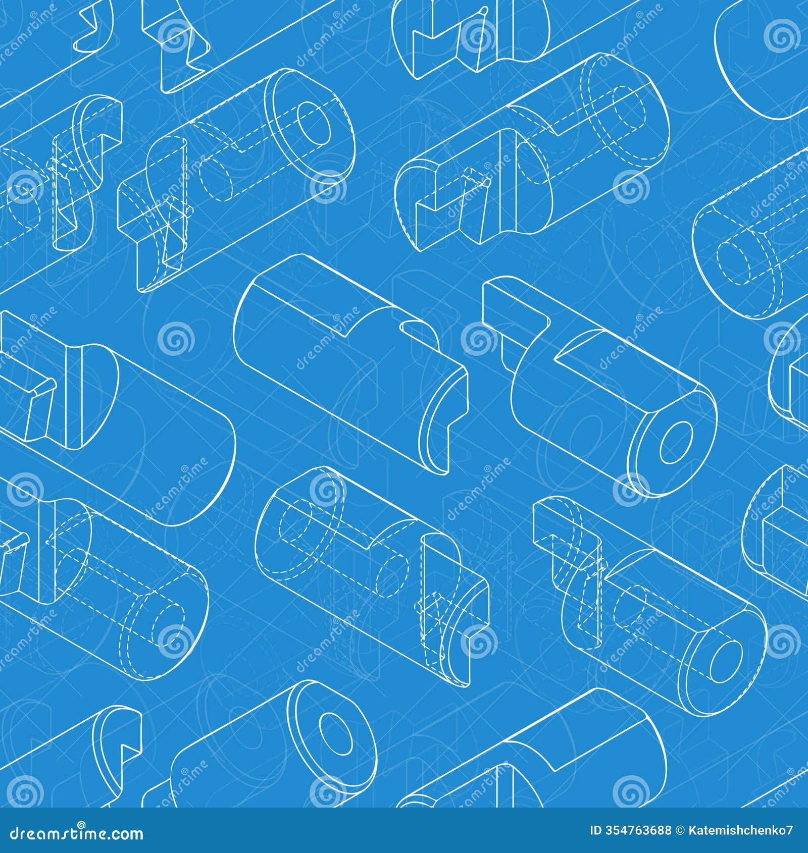 Mechanical Engineering Drawings On Blue Background. Cutter, Assembly ...