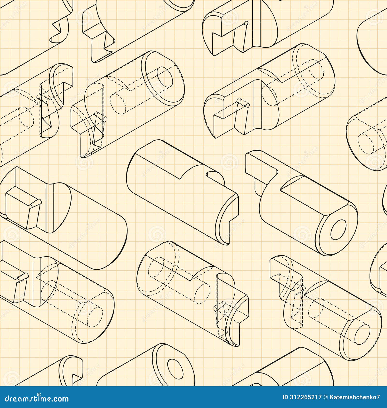 Mechanical Engineering Drawings on Blue Background. Cutter, Assembly ...