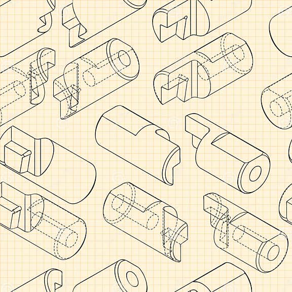 Mechanical Engineering Drawings on Blue Background. Cutter, Assembly ...