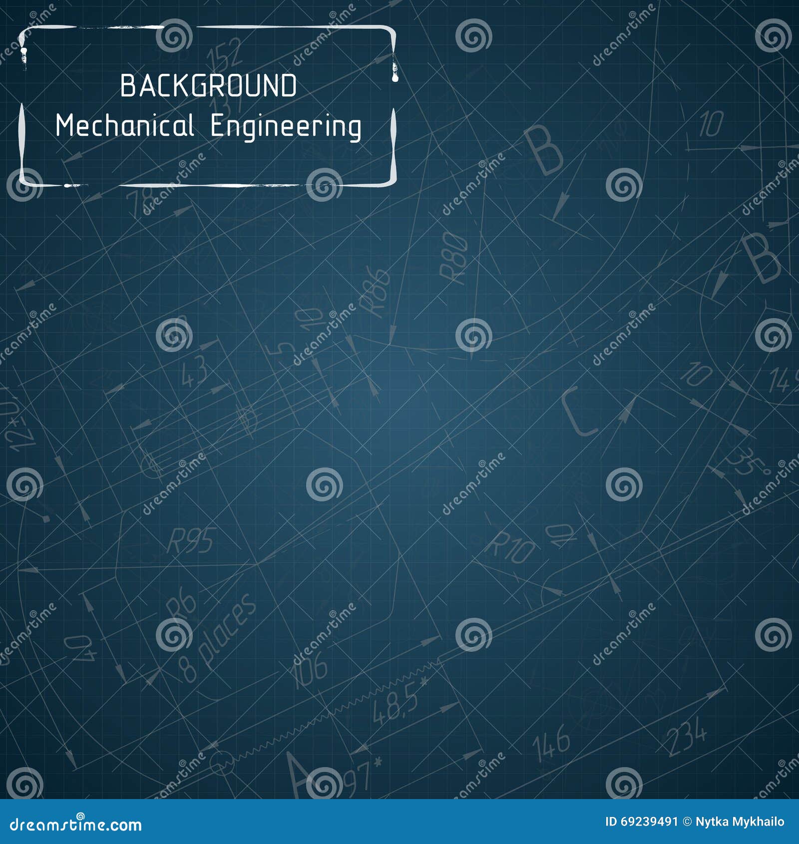 Mechanical Engineering Drawings on Blue Blackboard Stock Vector ...