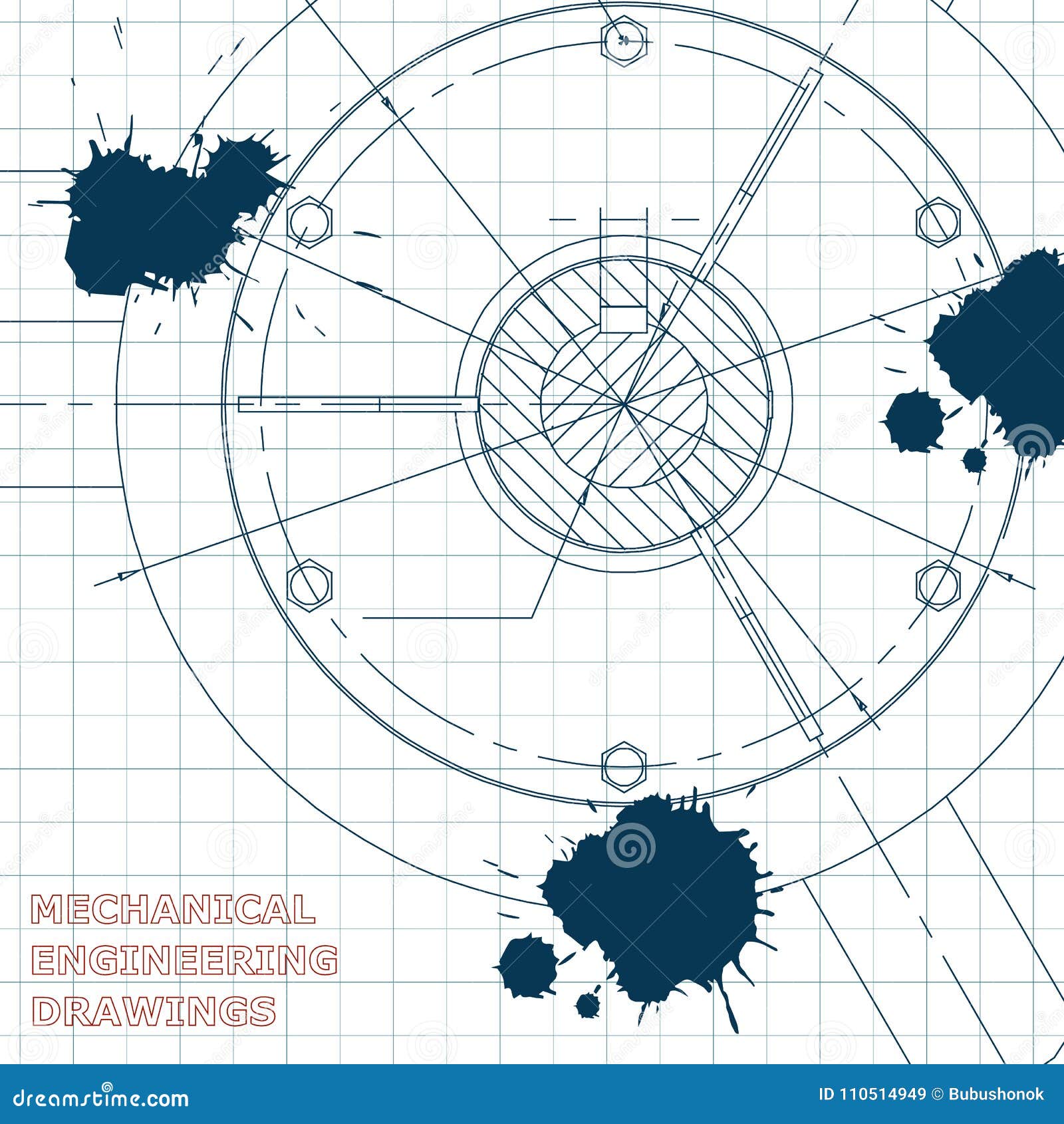 Technical Illustration. Draft. Ink. Blots Stock Vector - Illustration ...