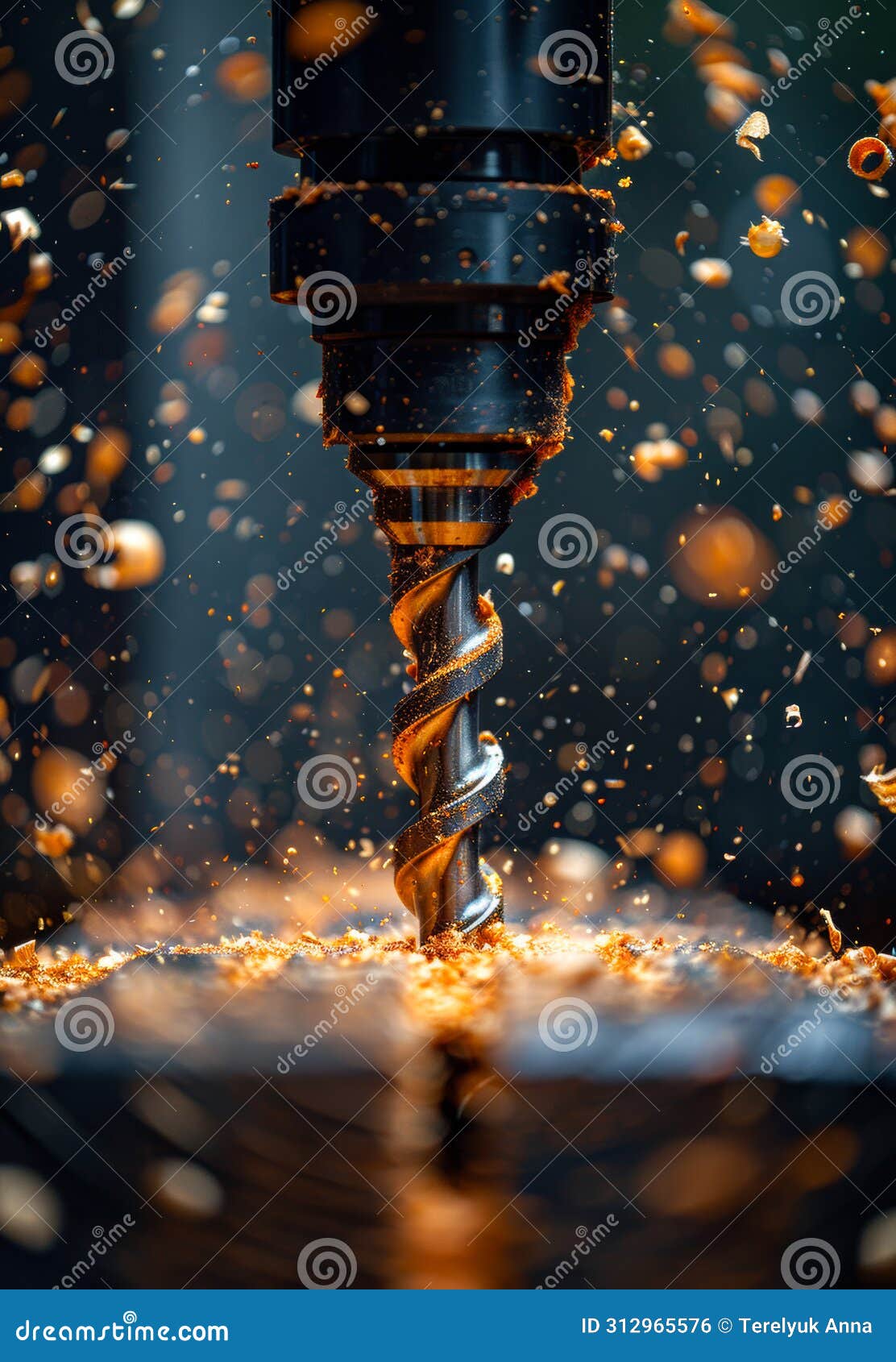 Mechanical Engineering. a Drill Milling Its Way through Metal Stock ...