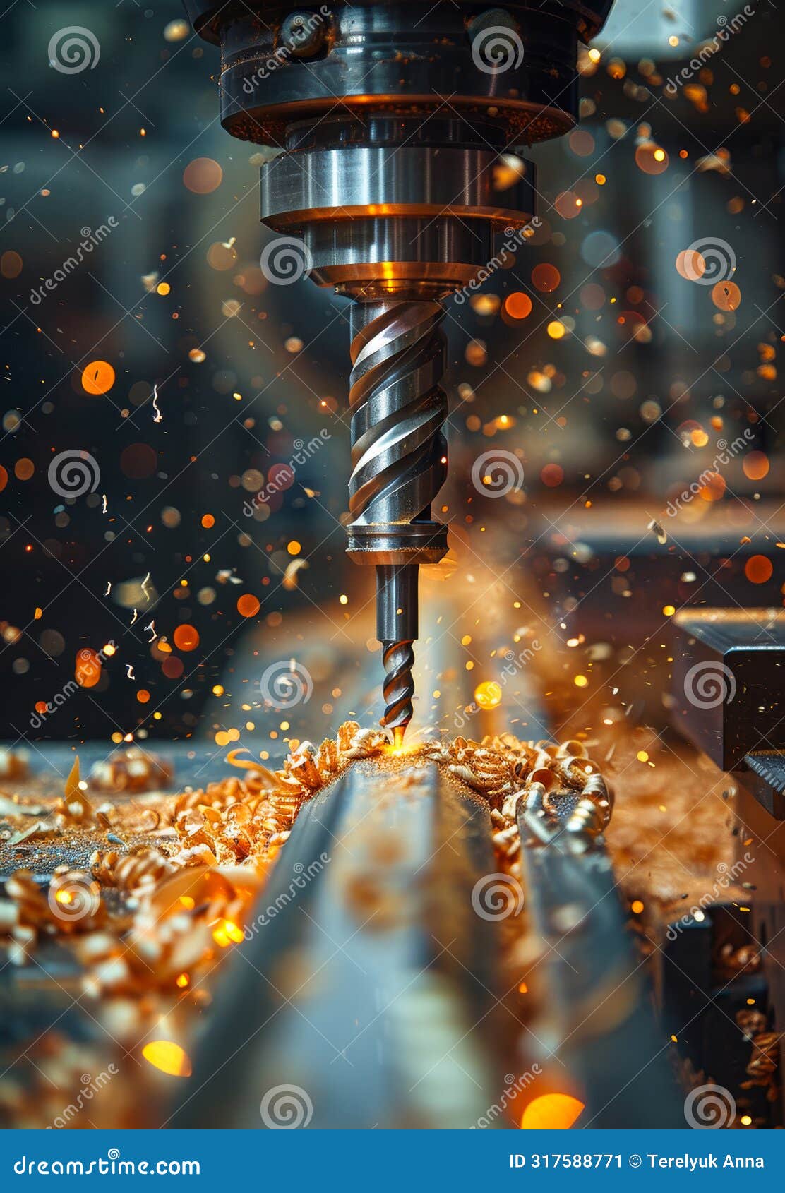 Mechanical Engineering. a Drill Milling Its Way through Metal Stock ...