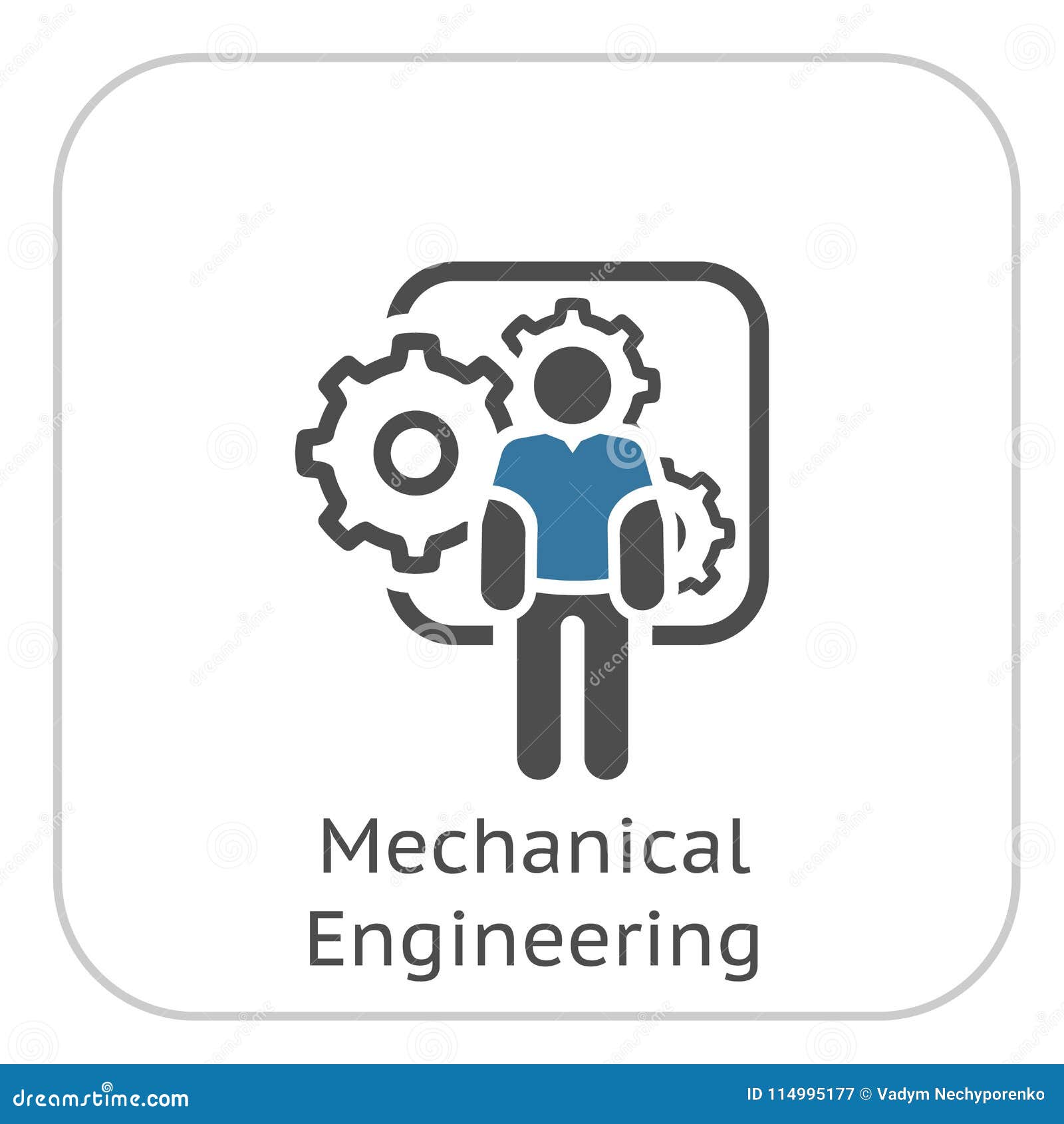 Mechanical Engineering Icon. Man and Gears. Development Symbol Stock ...
