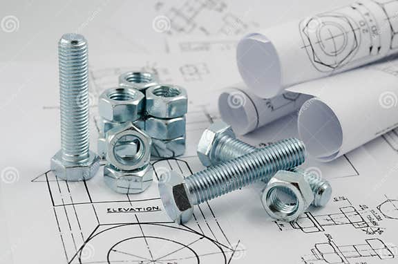 Mechanical Engineering Technology. Nuts and Bolts on Paper Drawings ...