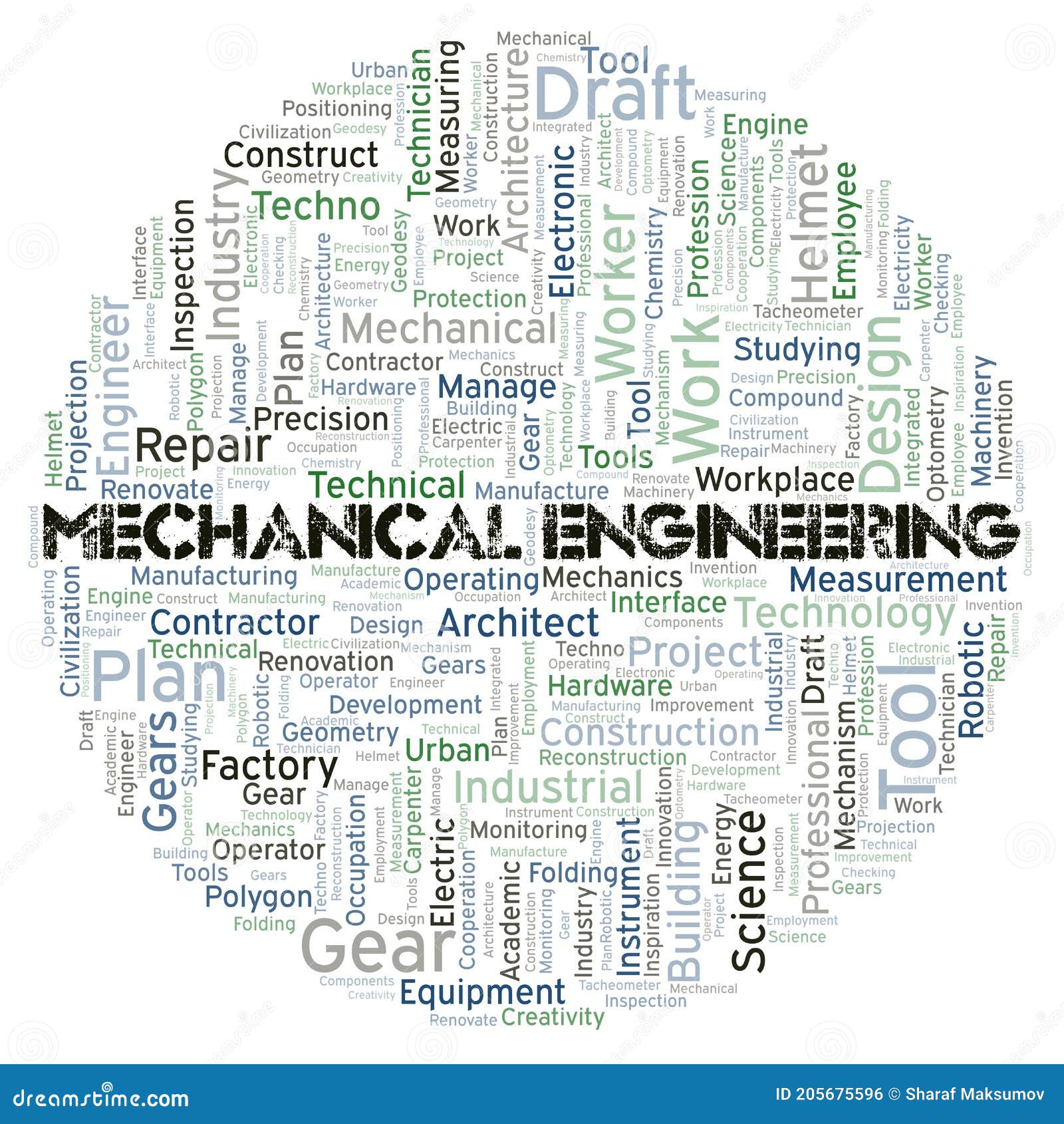 Mechanical Engineering Typography Word Cloud Create with the Text only ...